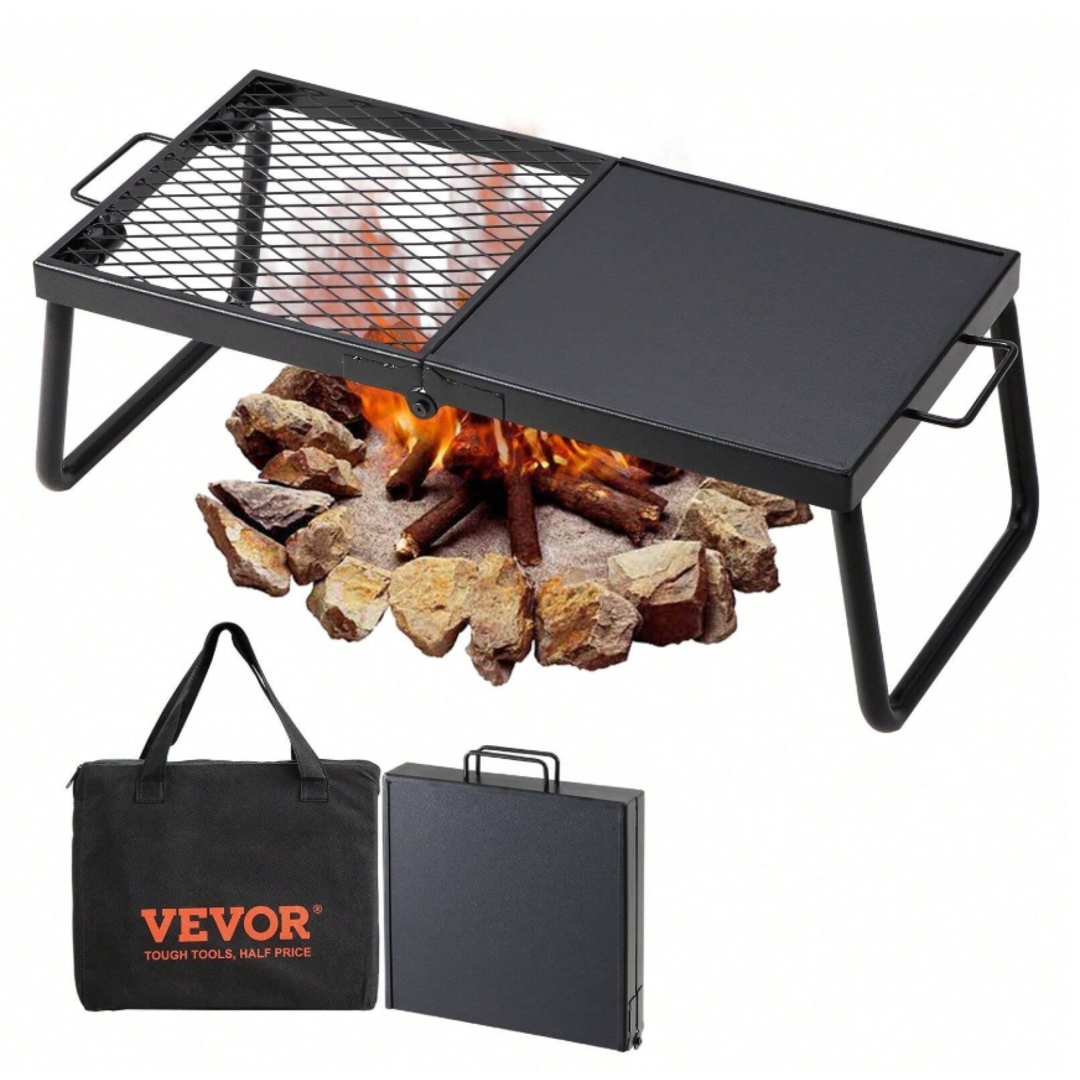 Folding Campfire Grill, Portable Camping Grates Over Fire Pit, Grilling ...