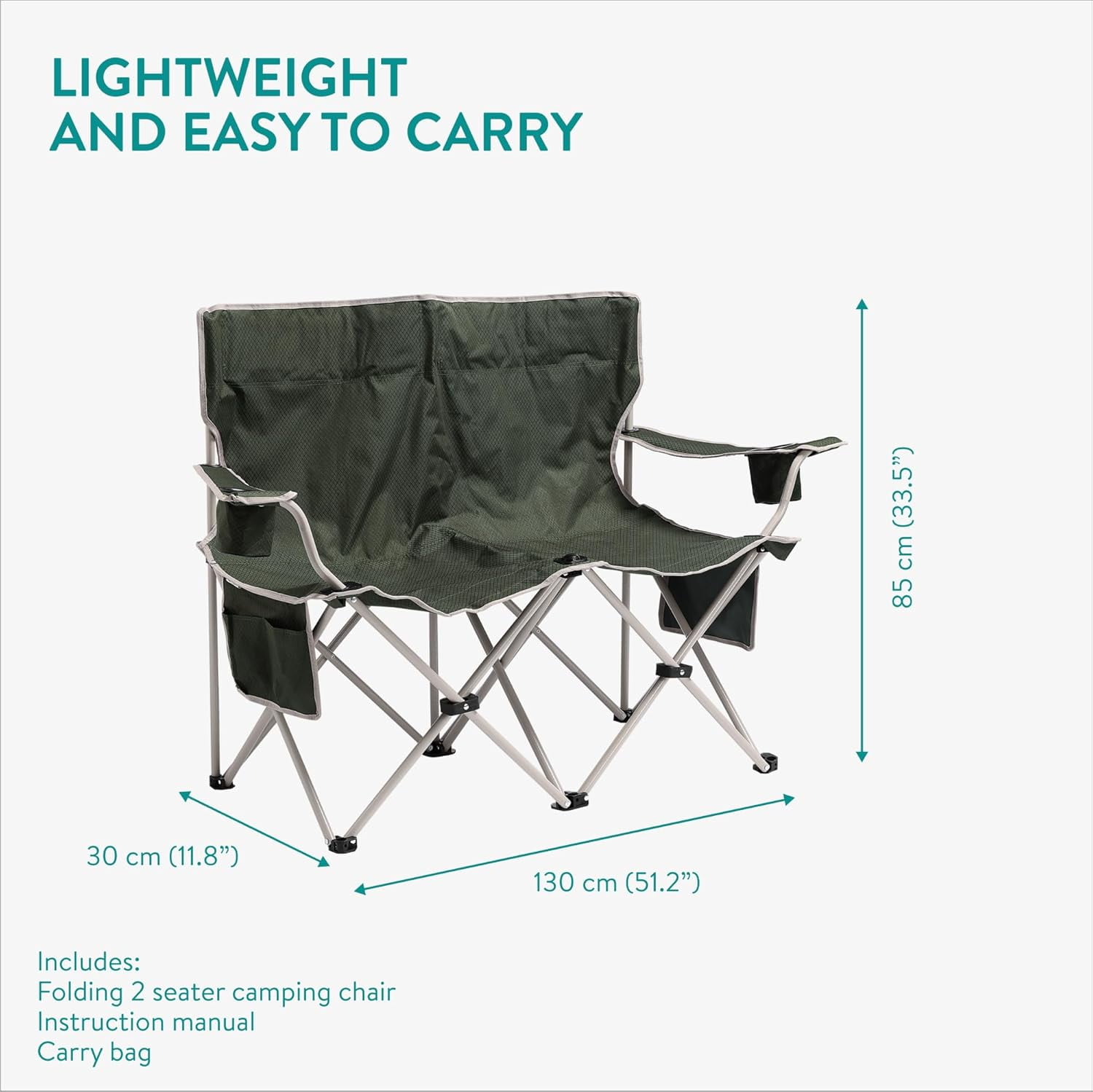 Folding Camping 2 Seater - Double Camping Chair for Two Adults ...
