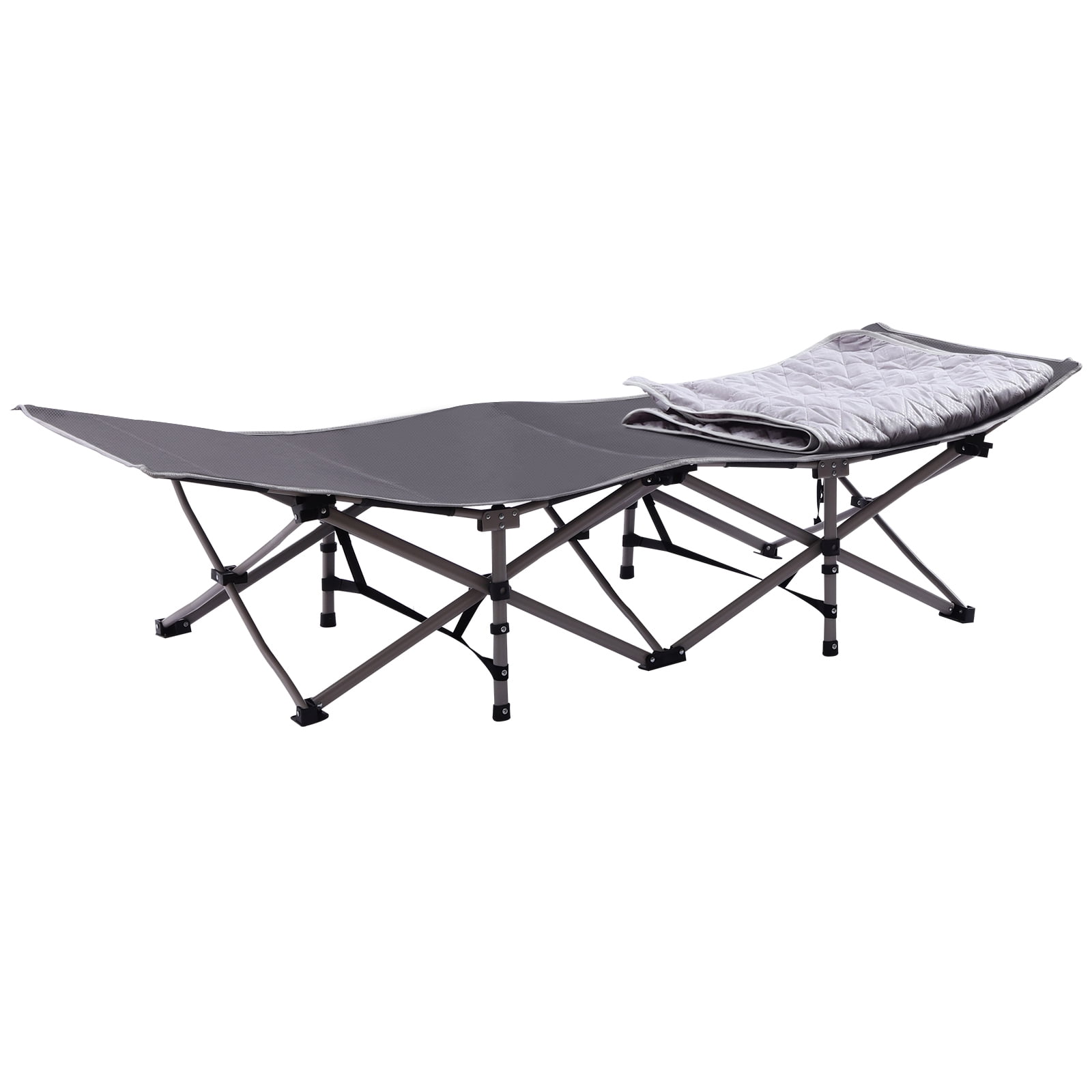 Folding Camping Bed Cot with Pad, 75" * 28" Portable Indoor Outdoor ...
