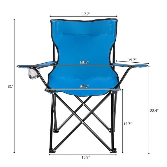 Folding Camping Chair, Blue Portable Outdoor Camp Chair, 600D Oxford ...