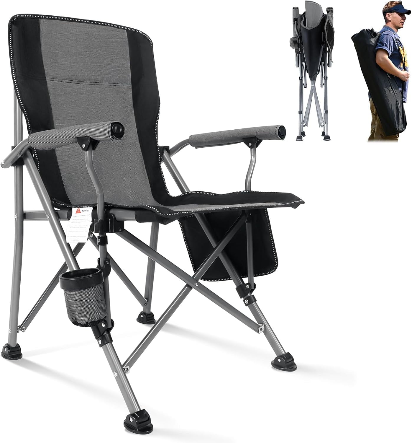 Folding Camping Chair Heavy Duty Portable Outdoor Chairs Supports ...