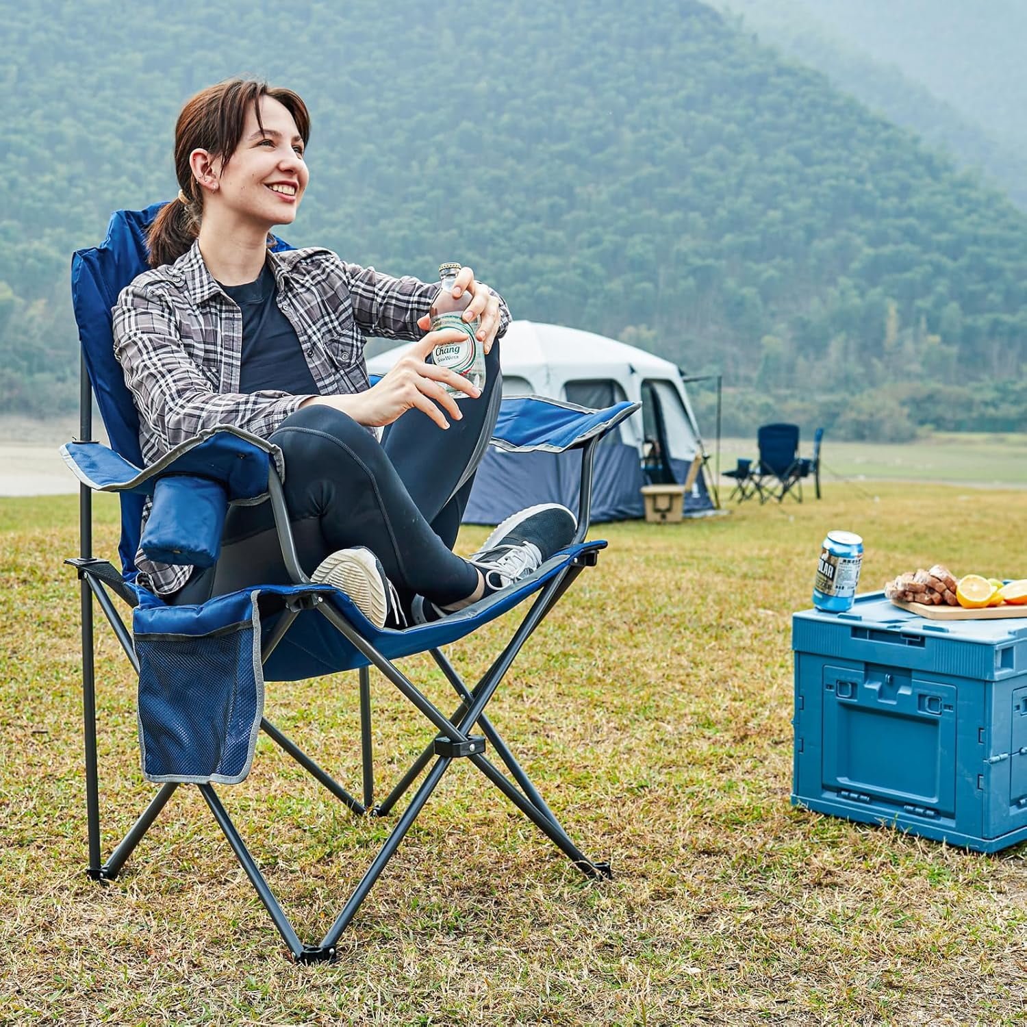 Folding Camping Chair with High Back Padded 2 Pack Oversized Portable ...