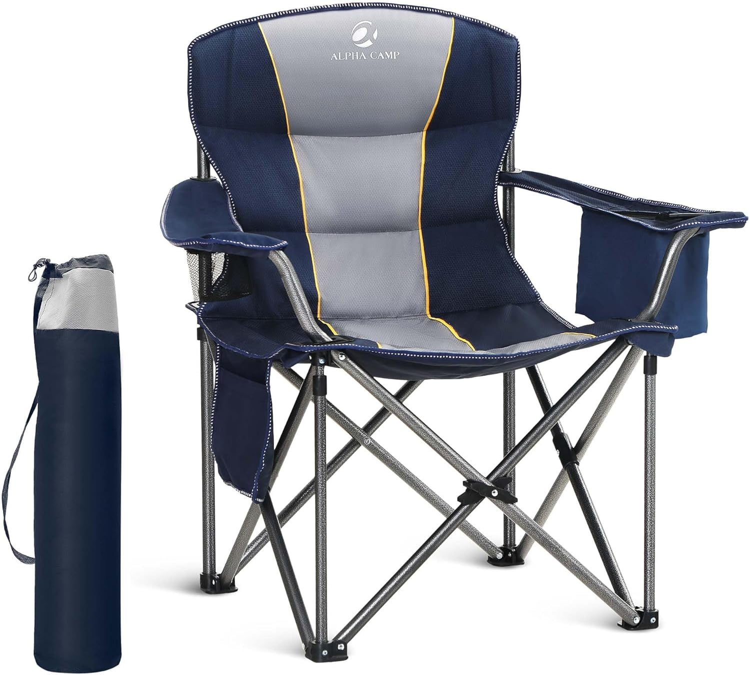 Folding Camping Chair Oversized Heavy Duty Padded Outdoor Chair with ...