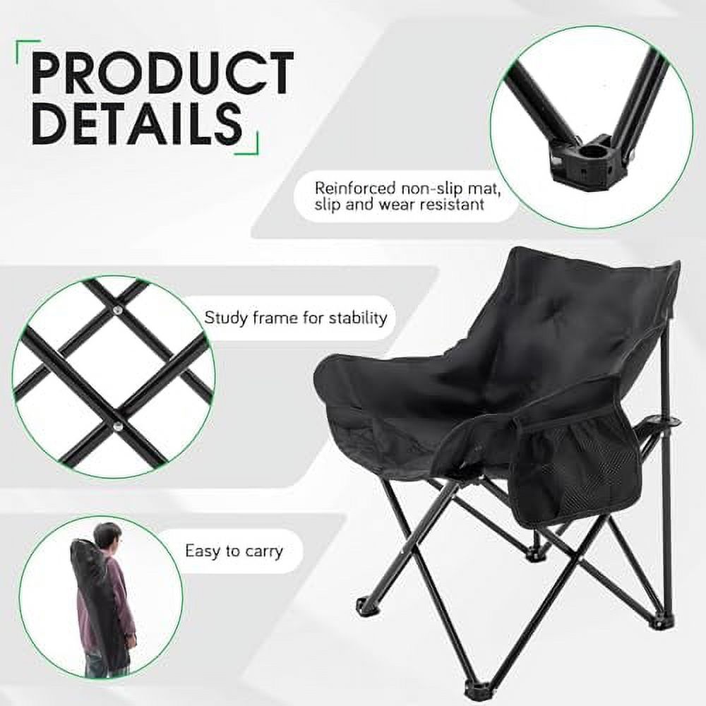 Folding Camping Chair, Portable Club Lawn Chairs High Back Padded ...
