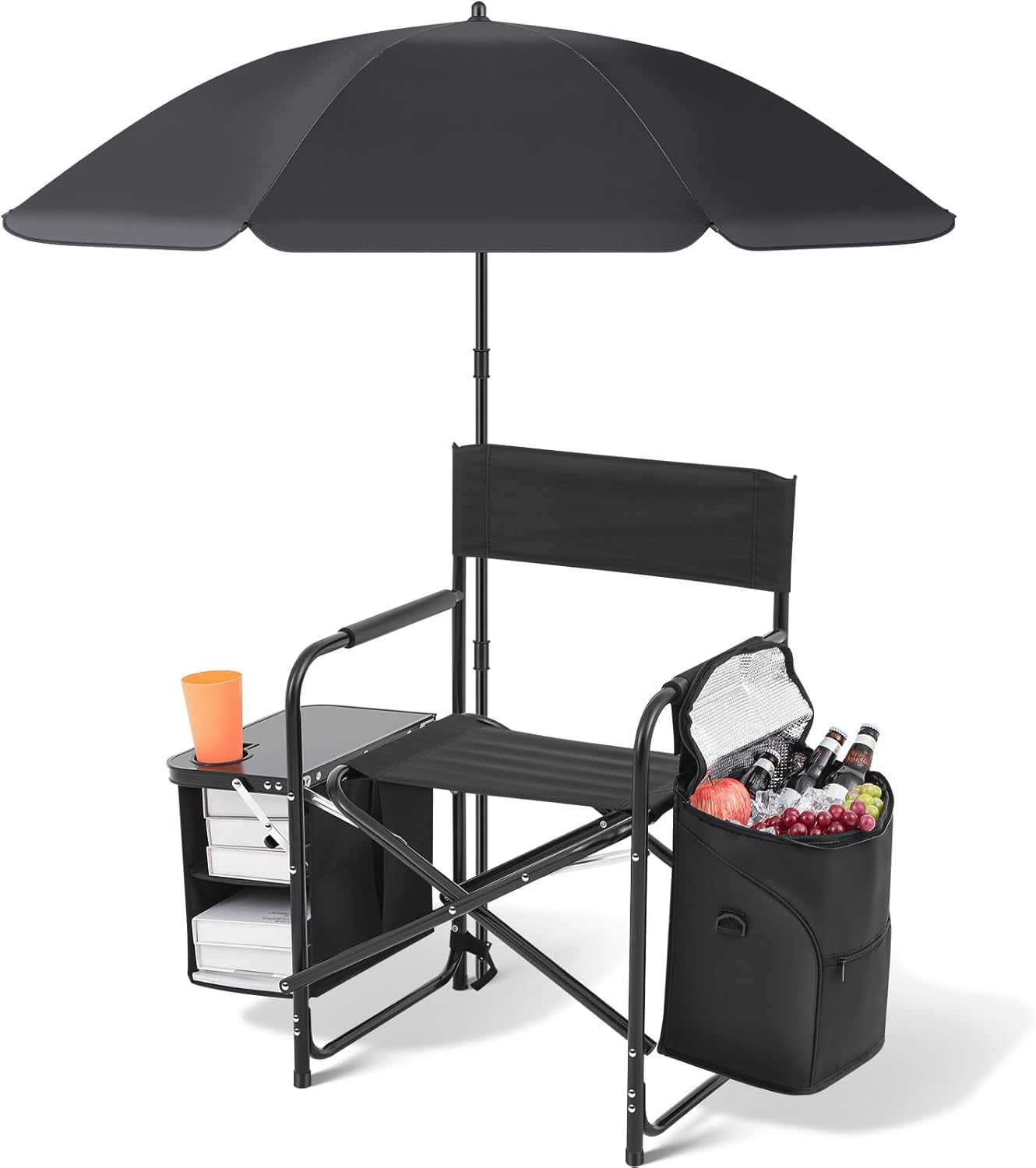 Folding Camping Chair with Side Table, Cooler Pouch and Detachable ...