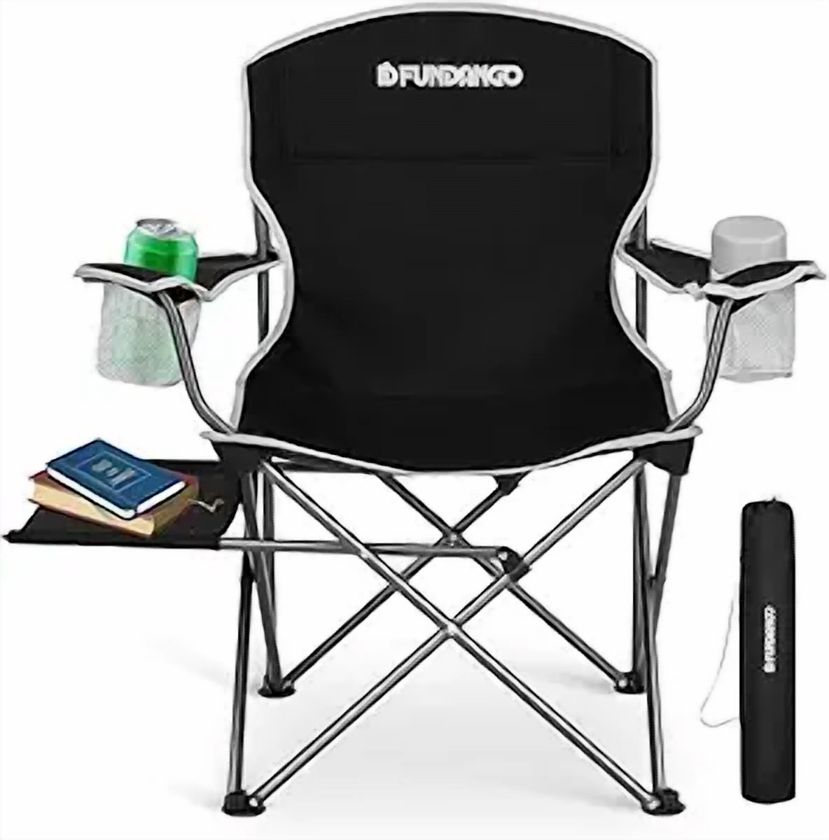 Folding Camping Chair with Table, 2 Pack Portable Heavy Duty Outdoor ...