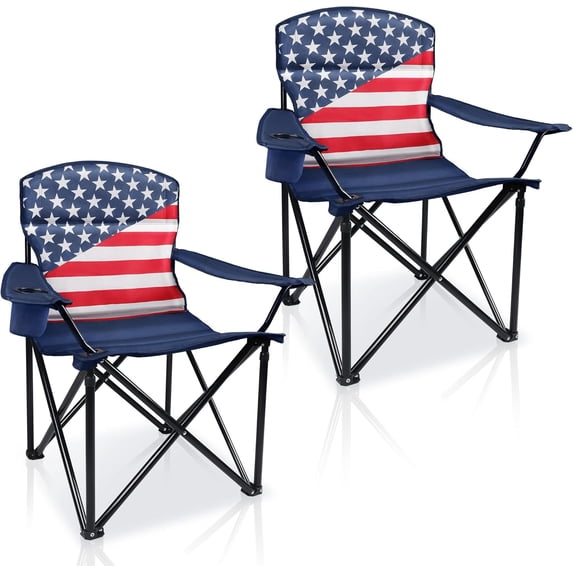 Folding Camping Chairs 2 Pack Oversized Padded Lawn Chair for Adult ...