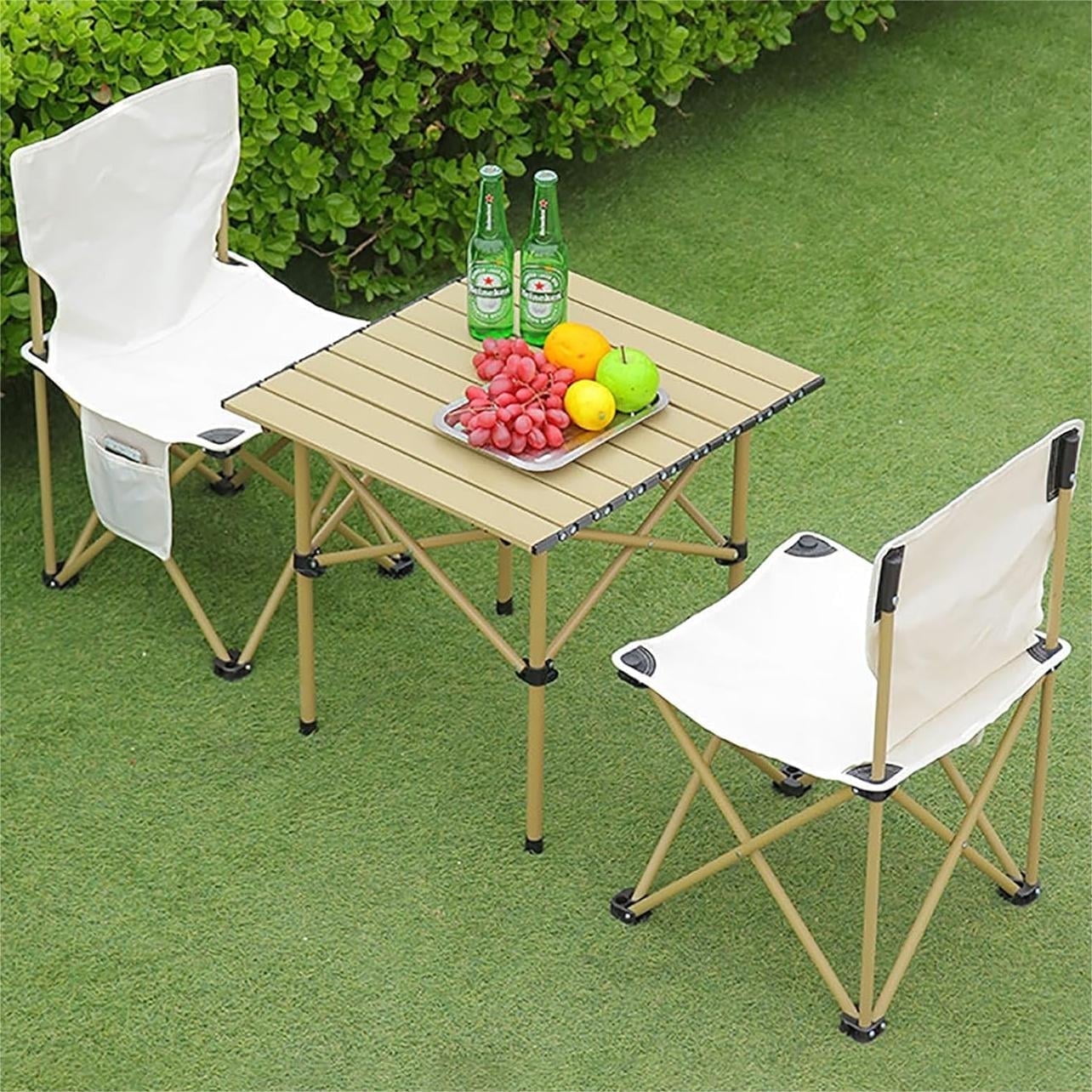 Camping Table with 2 Chairs, 3 Piece Outdoor Folding Table and Chairs ...