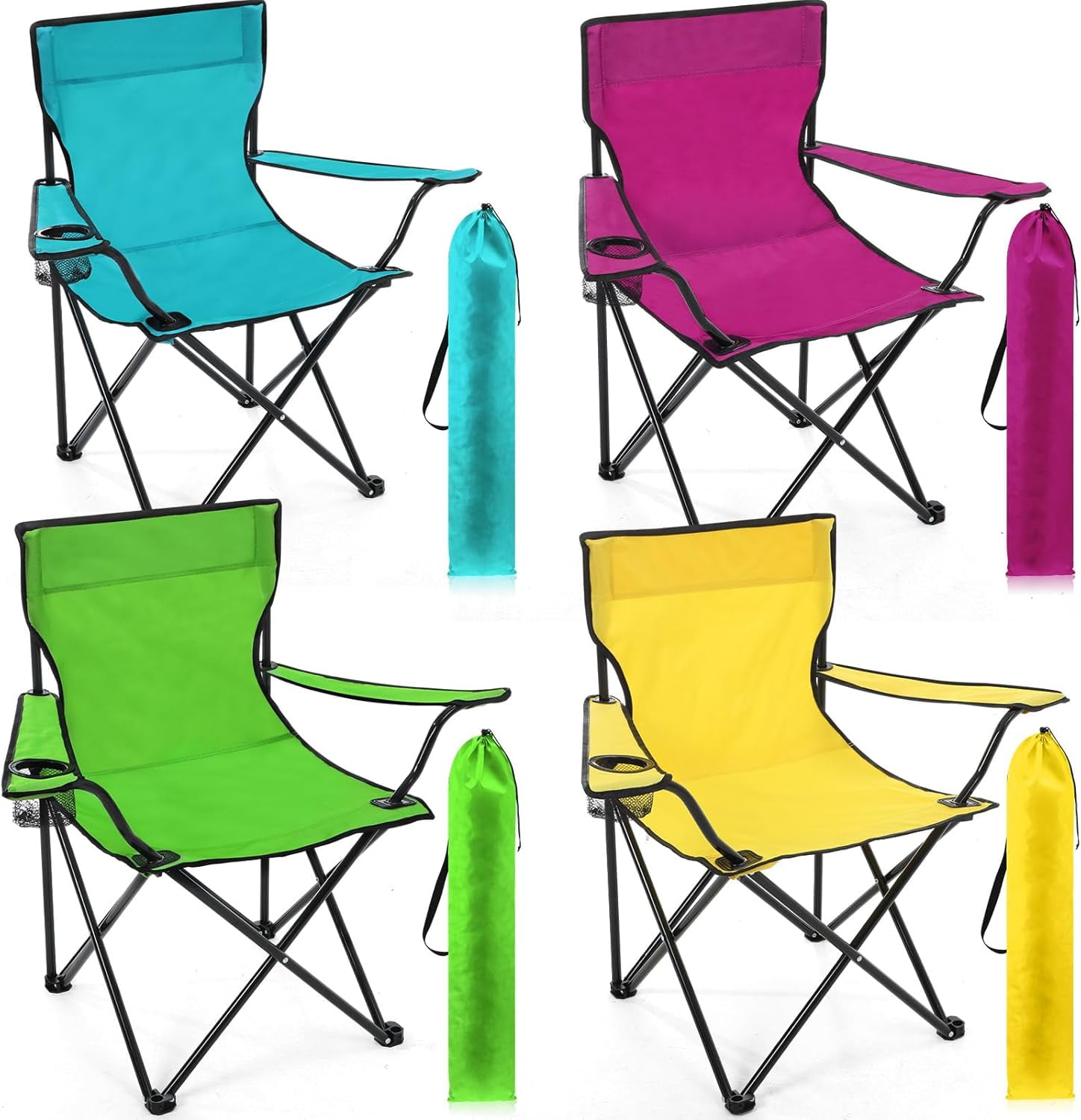 Folding Camping Chairs with Cupholder and Carry Bag Portable ...