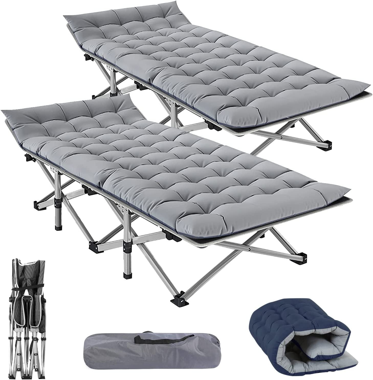 Folding Camping Cot, 2 Pack Folding Cot Camping Cots for Adults ...