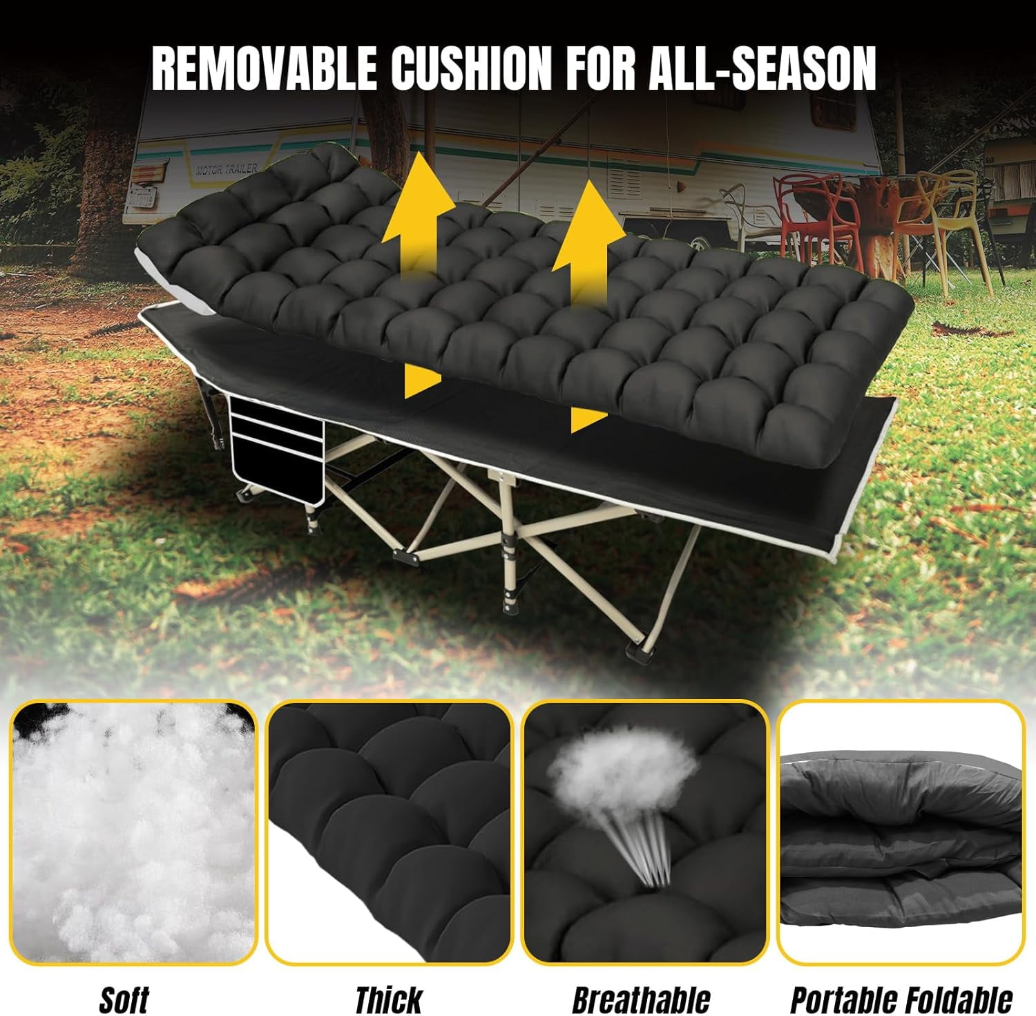 Folding Camping Cot for Adults,600LBS Max Load,28" Wide Sleeping Cot ...