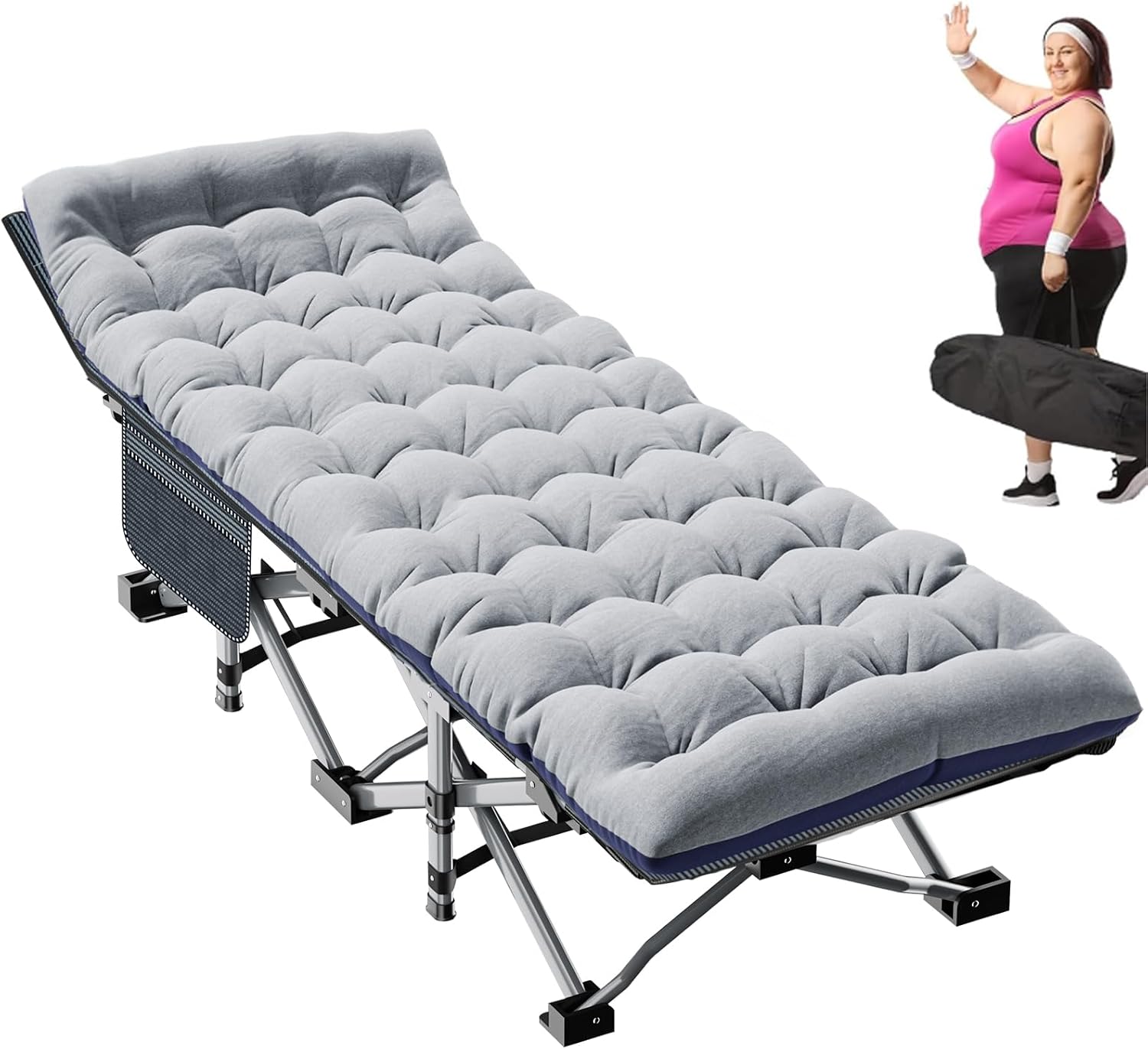 Folding Camping Cot,Double Layer Oxford Portable Travel Camp Cots ...