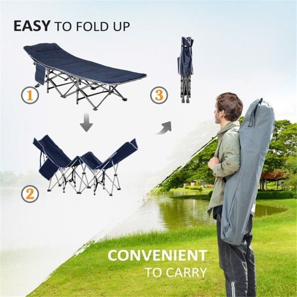 Folding Camping Cot - Portable Travel Bed with Mattress & Pillow ...
