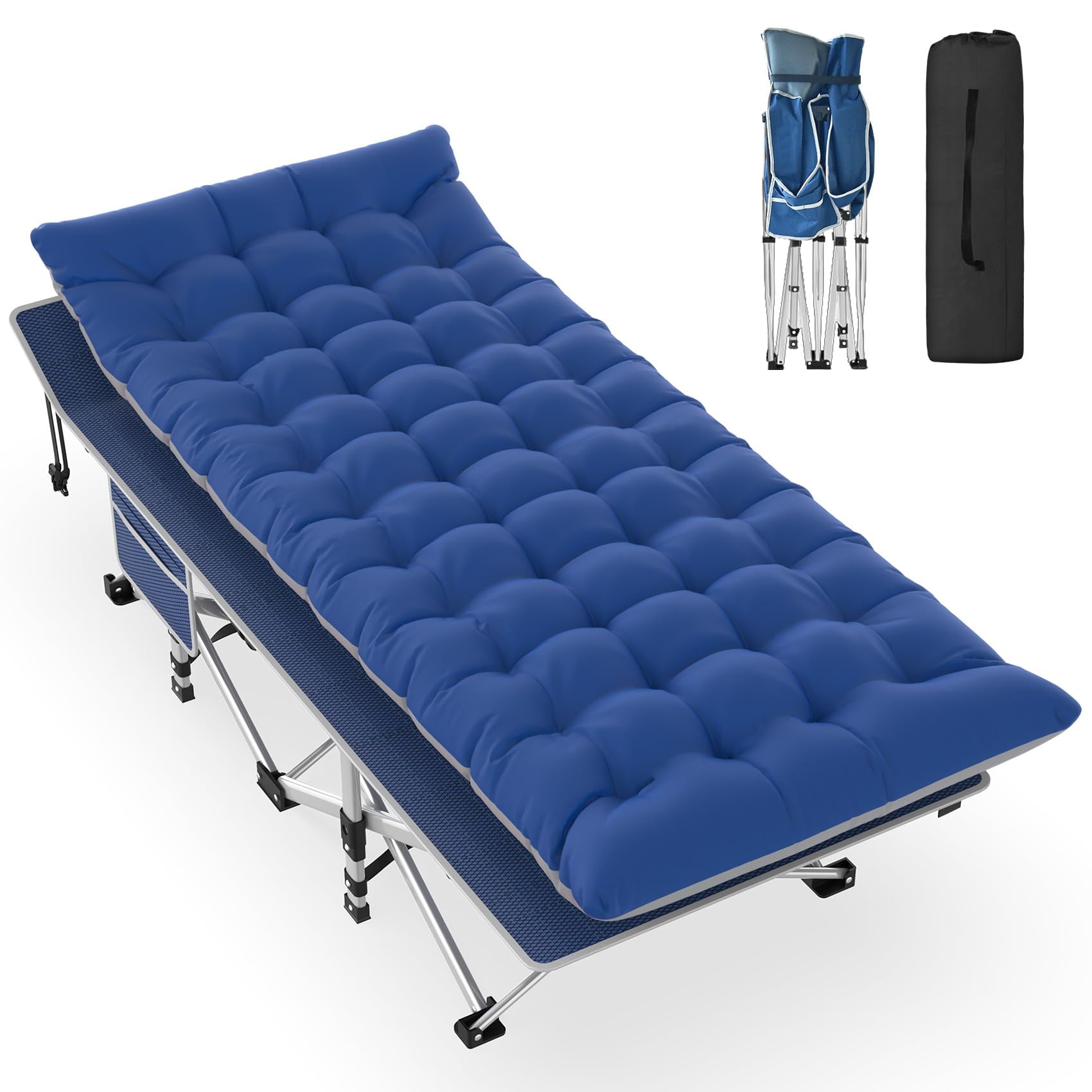 Folding Camping Cot, Sleeping Cot for Adults with Carry Bag, Mattress ...