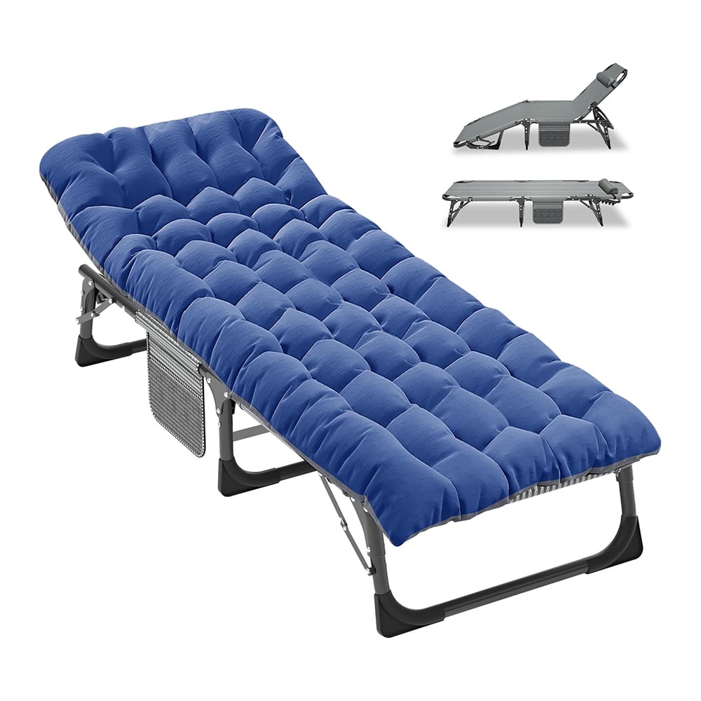 Folding Camping Cot W/Mat for Adults, Adjustable Heavy Duty Outdoor Bed ...