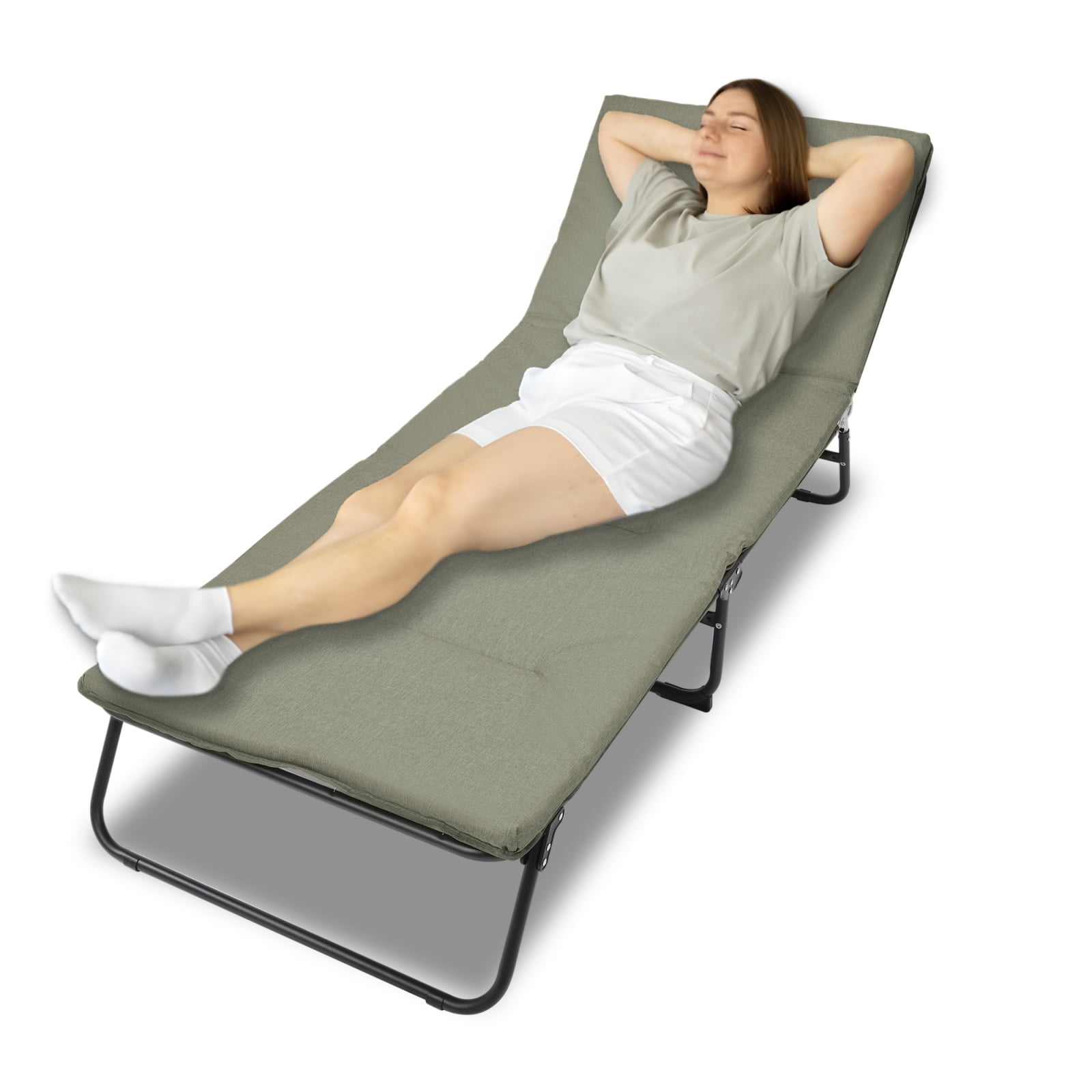 Folding Camping Cot for Adults, 5-Angle Adjustable Camping Cot Heavy ...