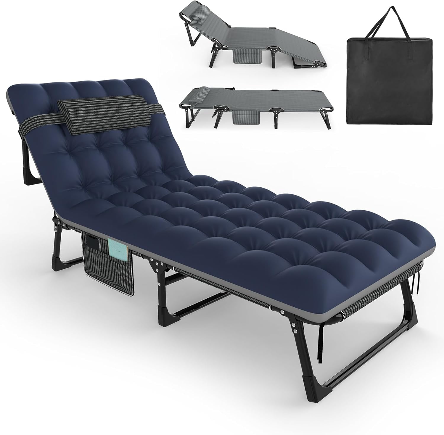 Folding Camping Cot for Adults, 5 Positions Adjustable Outdoor Cot Bed ...