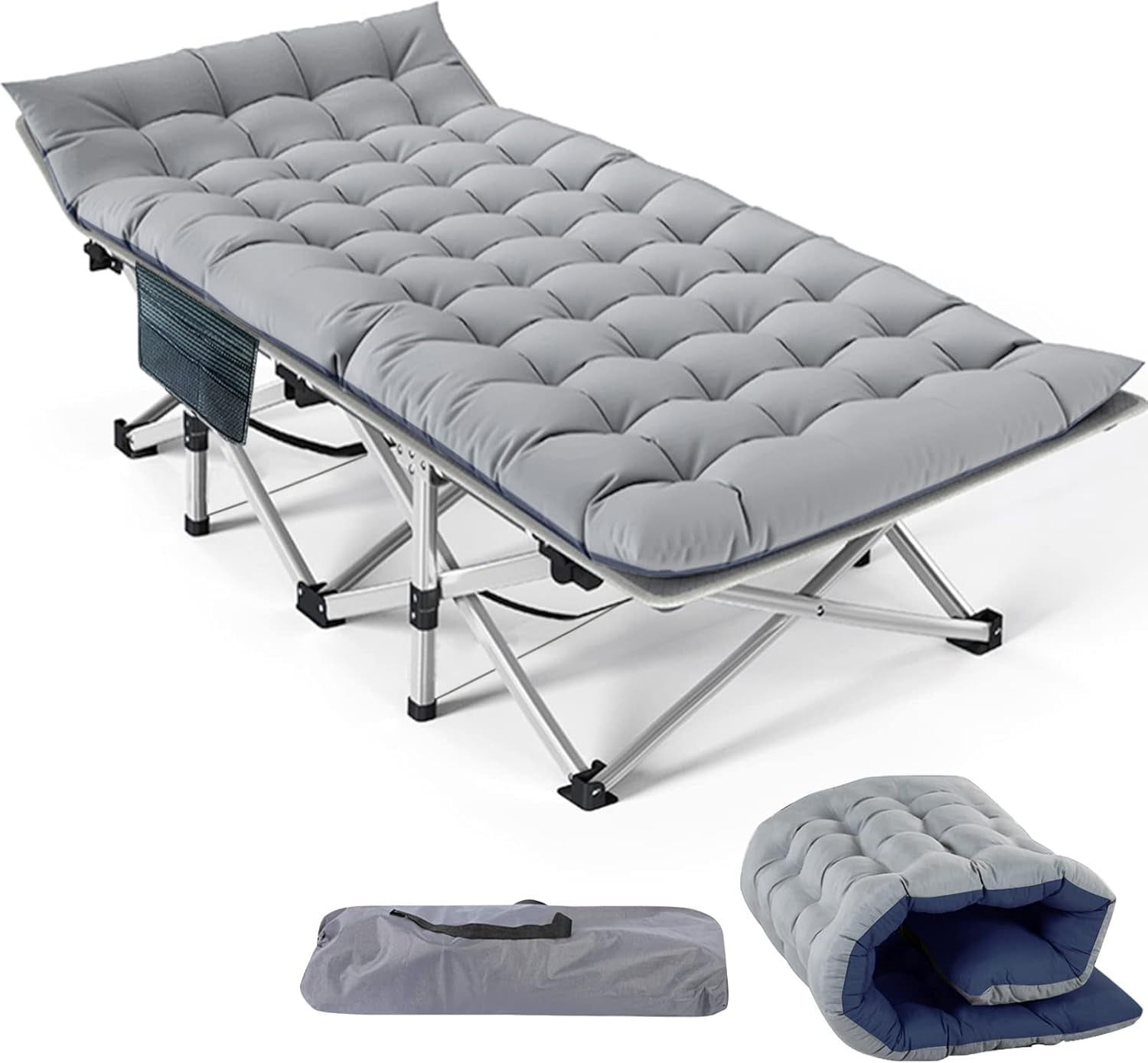 Folding Camping Cot for Adults with Pad, Padded Portable Sleeping Cots ...