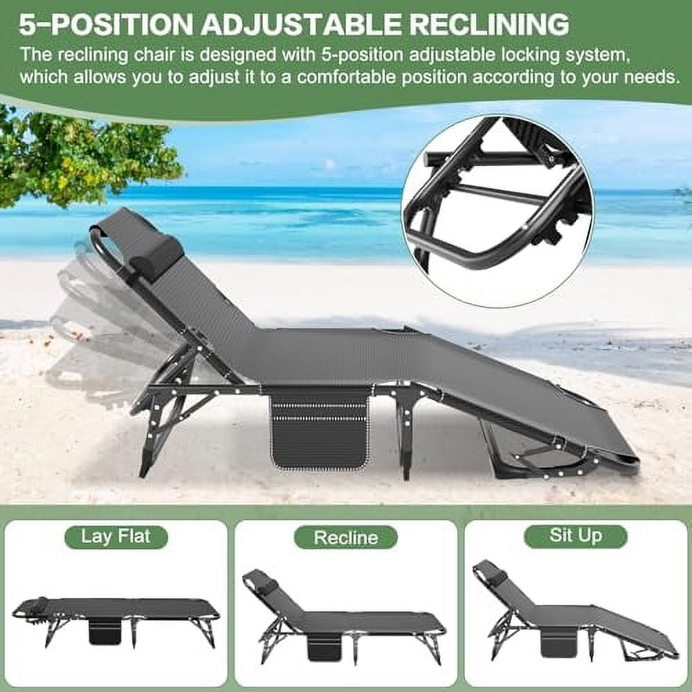 Folding Camping Cots for Adults, Adjustable 4-Position Adults Reclining ...