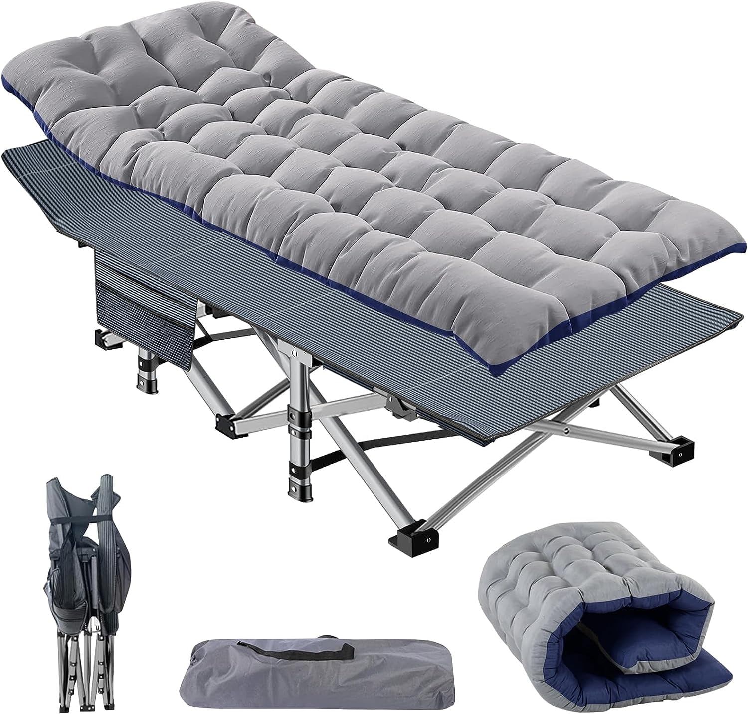 Folding Camping Cots for Adults, Folding Cot with Mattress Camping Bed ...