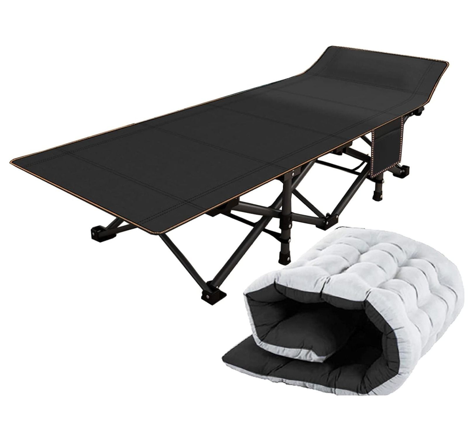 Folding Camping Cots for Adults, Double Layer 1200D Cot for Sleeping ...