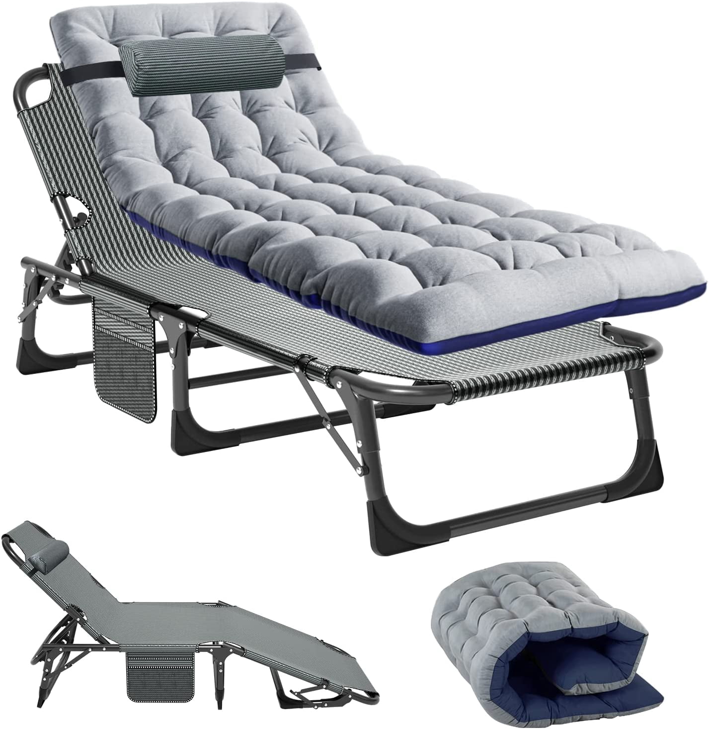 Folding Camping Cots Sleeping Cots for Adults, Adjustable 4-Position ...