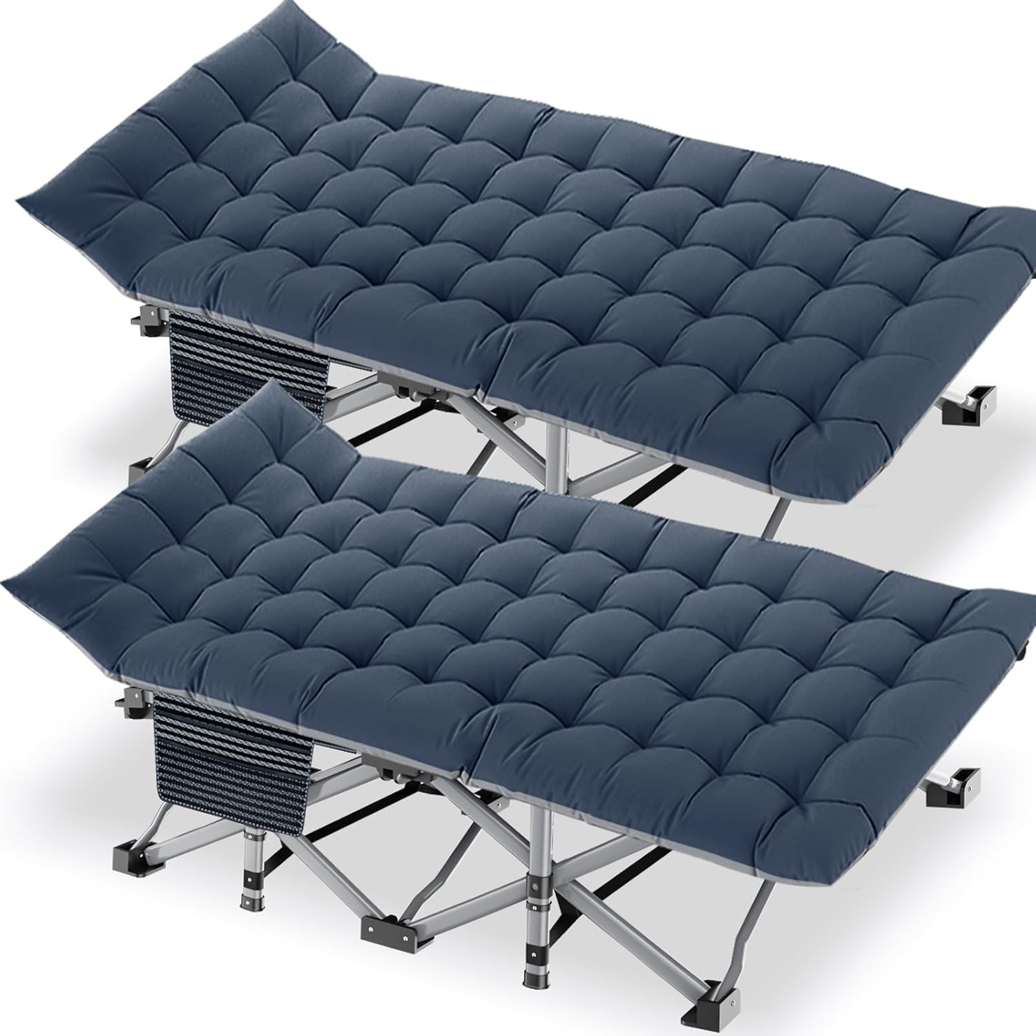 Folding Camping Cots for Adults, 2 Pack Heavy Duty cot with Carry Bag ...