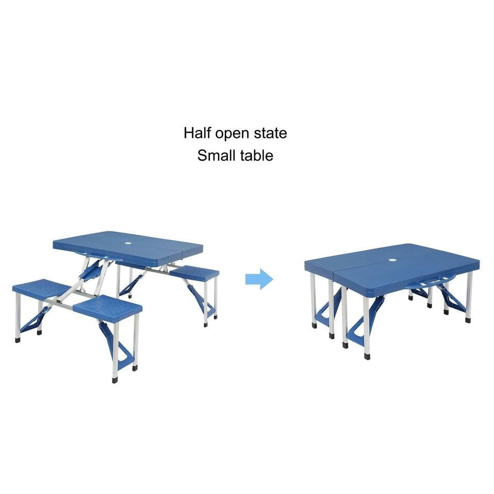 Folding Camping Picnic Table/w 4 Chair Seats Portable Table Set ...