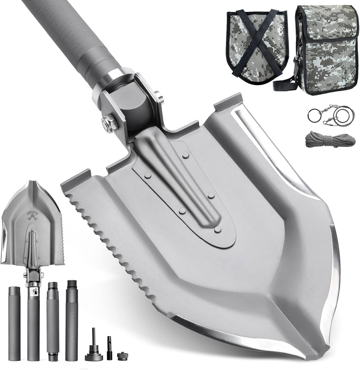 Folding Camping Shovel 18 in 1 Multitool Tactical Shovel Survival Kit ...
