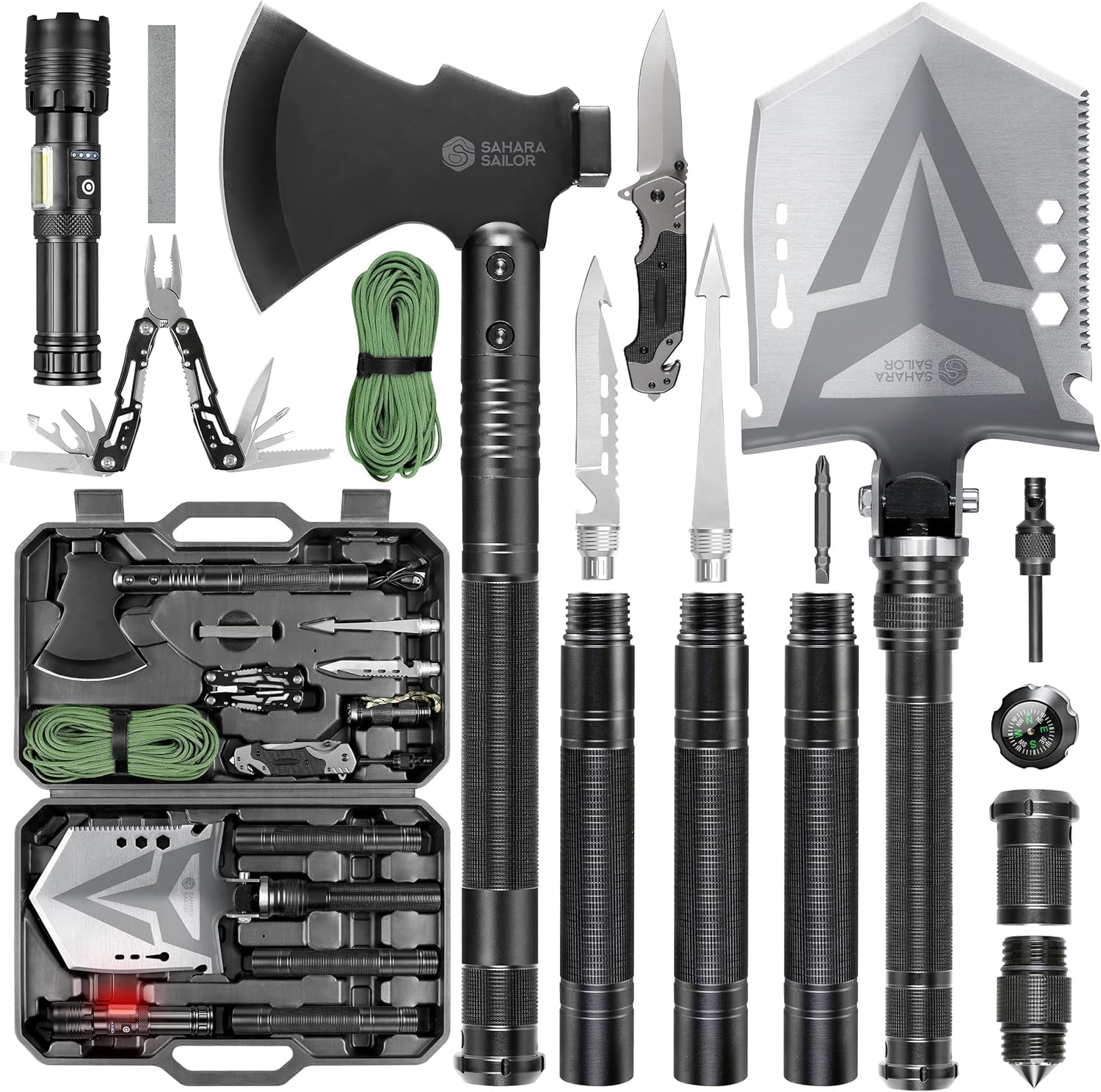 Folding Camping Shovel Axe Kit Military Grade, Multifunctional Survival ...