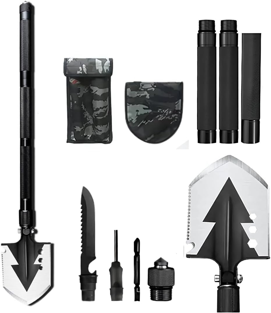 Folding Camping Shovel - Portable Survival Military Tool with Multi ...