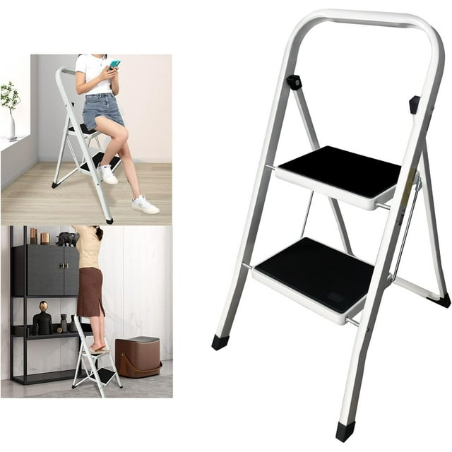 Folding Camping Step Ladder 2 Step Stool Mini Folding Caravan Steps ...