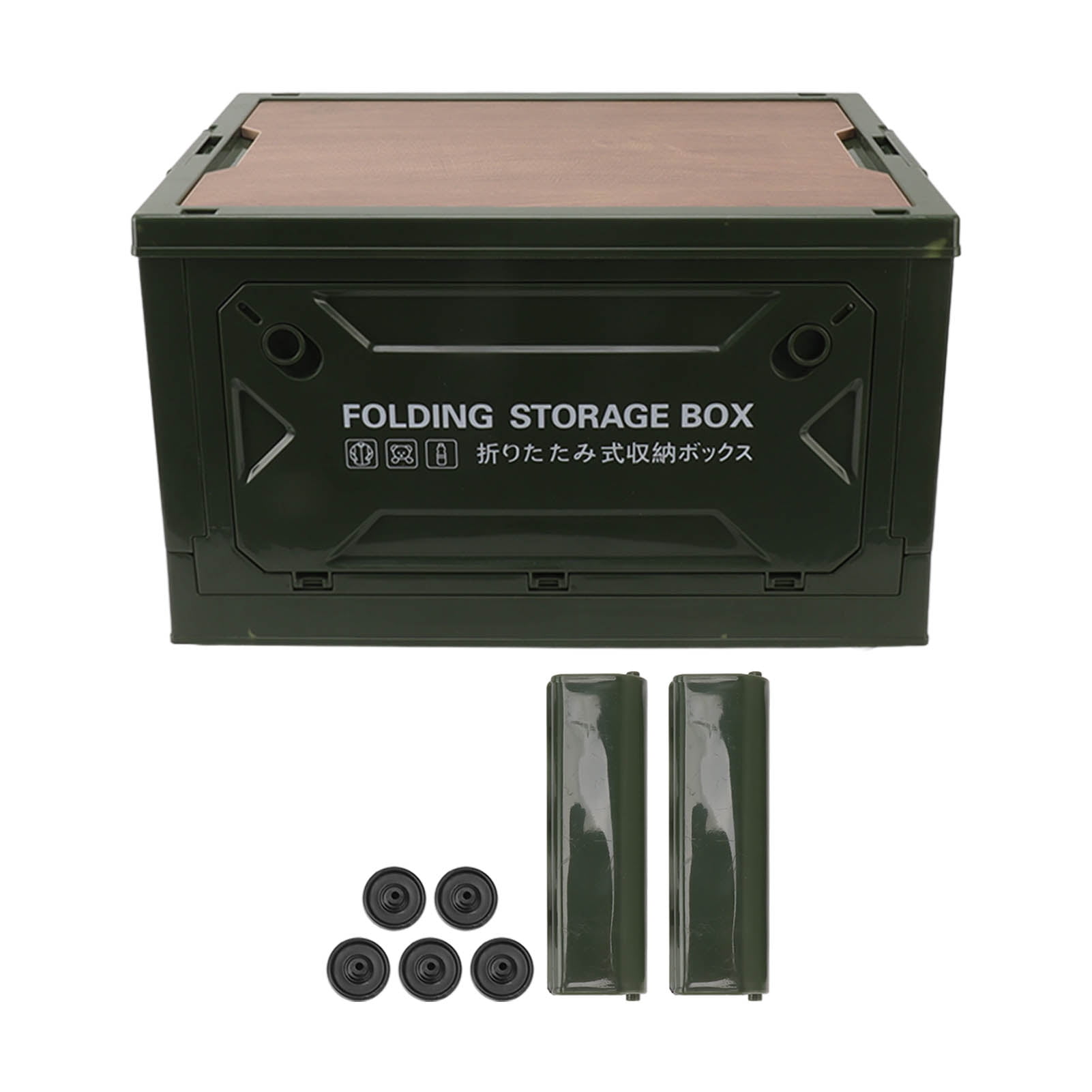 Folding Camping Storage Box with Wooden Lid Collapsible Storage Bin ...