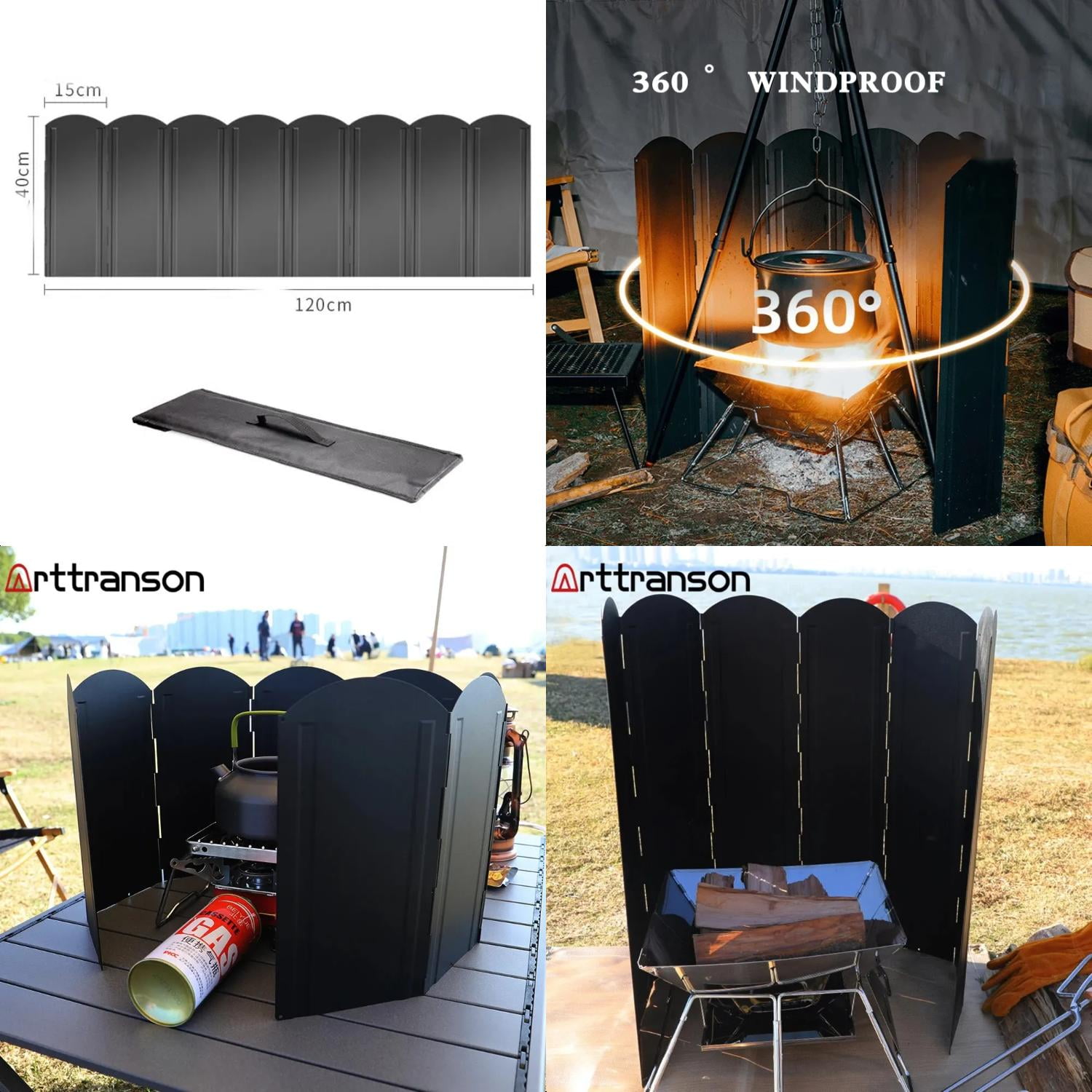 Folding Camping Stove Windscreen Outdoor Wind Blocker 8 Plates Camping ...