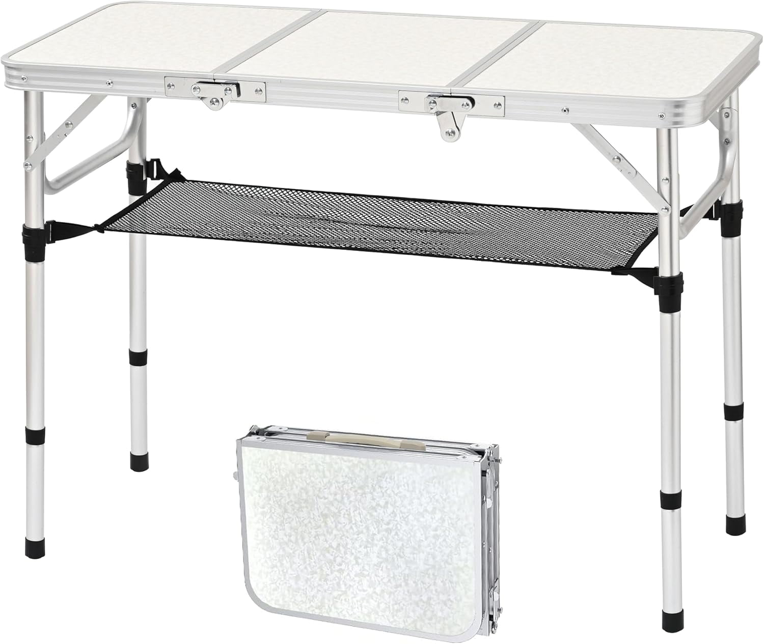 Folding Camping Table, 35''L x16''W Camp Aluminum Table with Adjustable ...