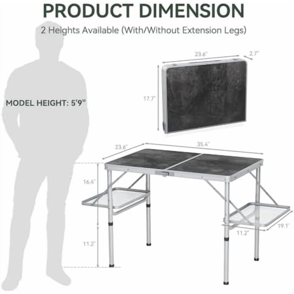 Folding Camping Table 3ft, Folding Picnic Table, Camp Tables Portable ...