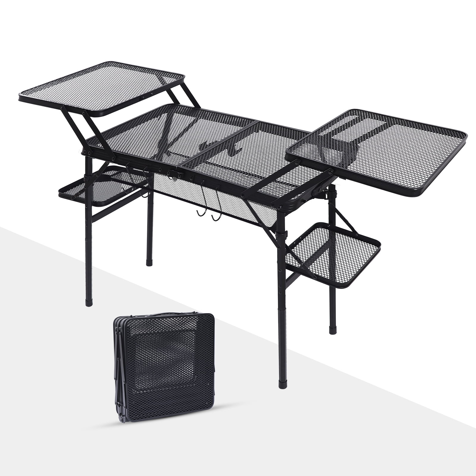 Folding Camping Table with 4 Side Tables and Grill Station, Portable ...