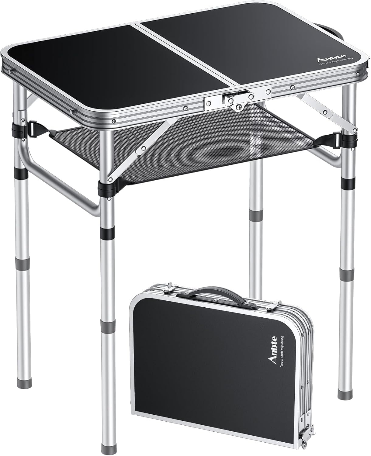 Folding Camping Table, Aluminum 24" x 16" Adjustable Height Small ...