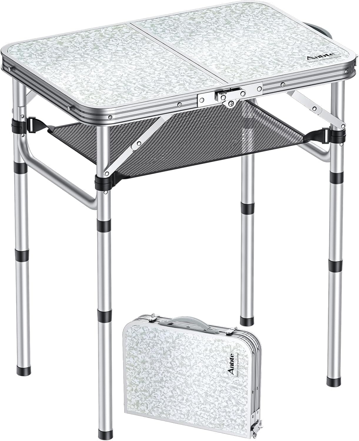 Folding Camping Table, Aluminum 24" x 16" Adjustable Height Small ...