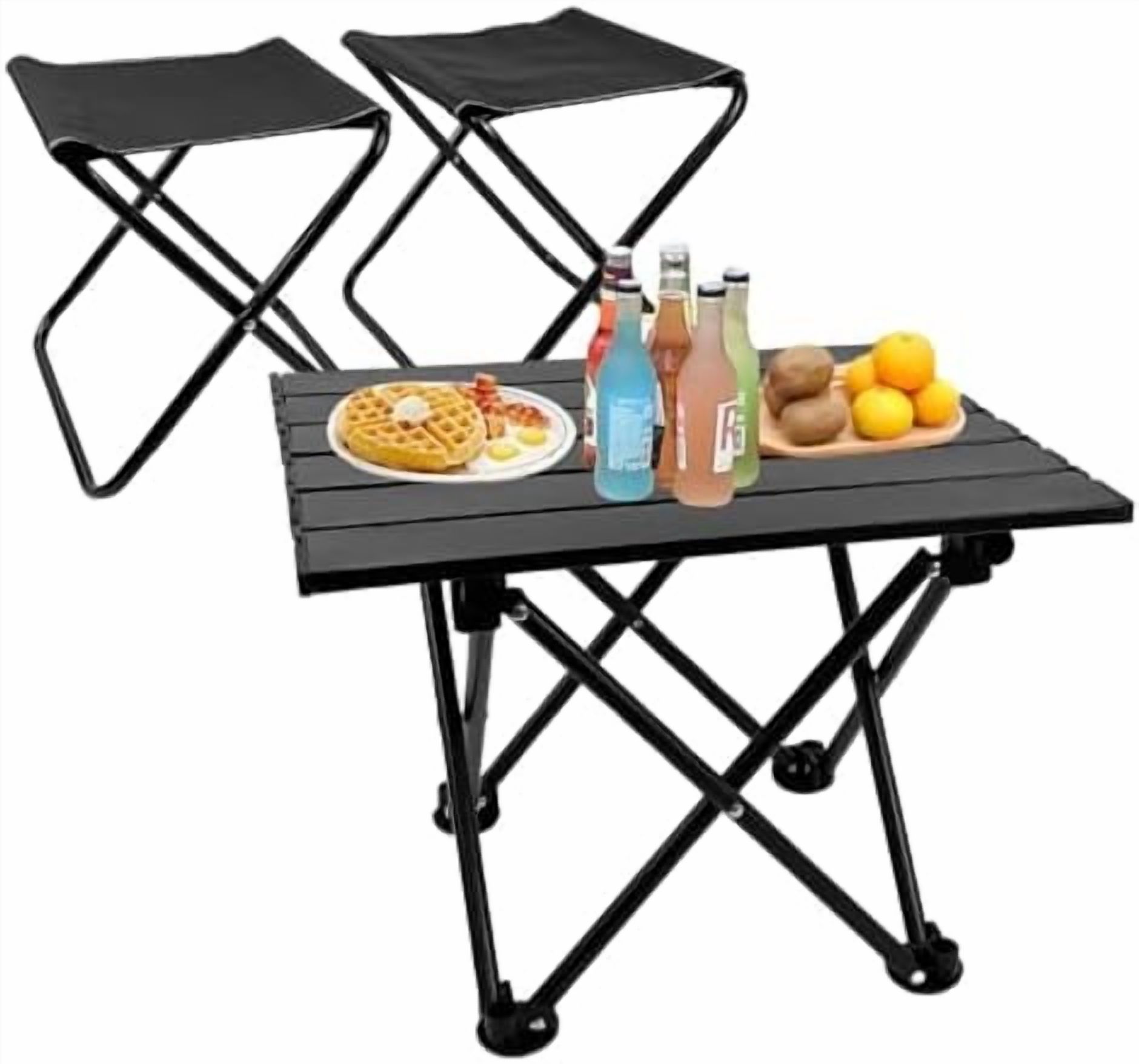 Folding Camping Table with Chairs Lightweight Picnic Table and 2 Chairs ...