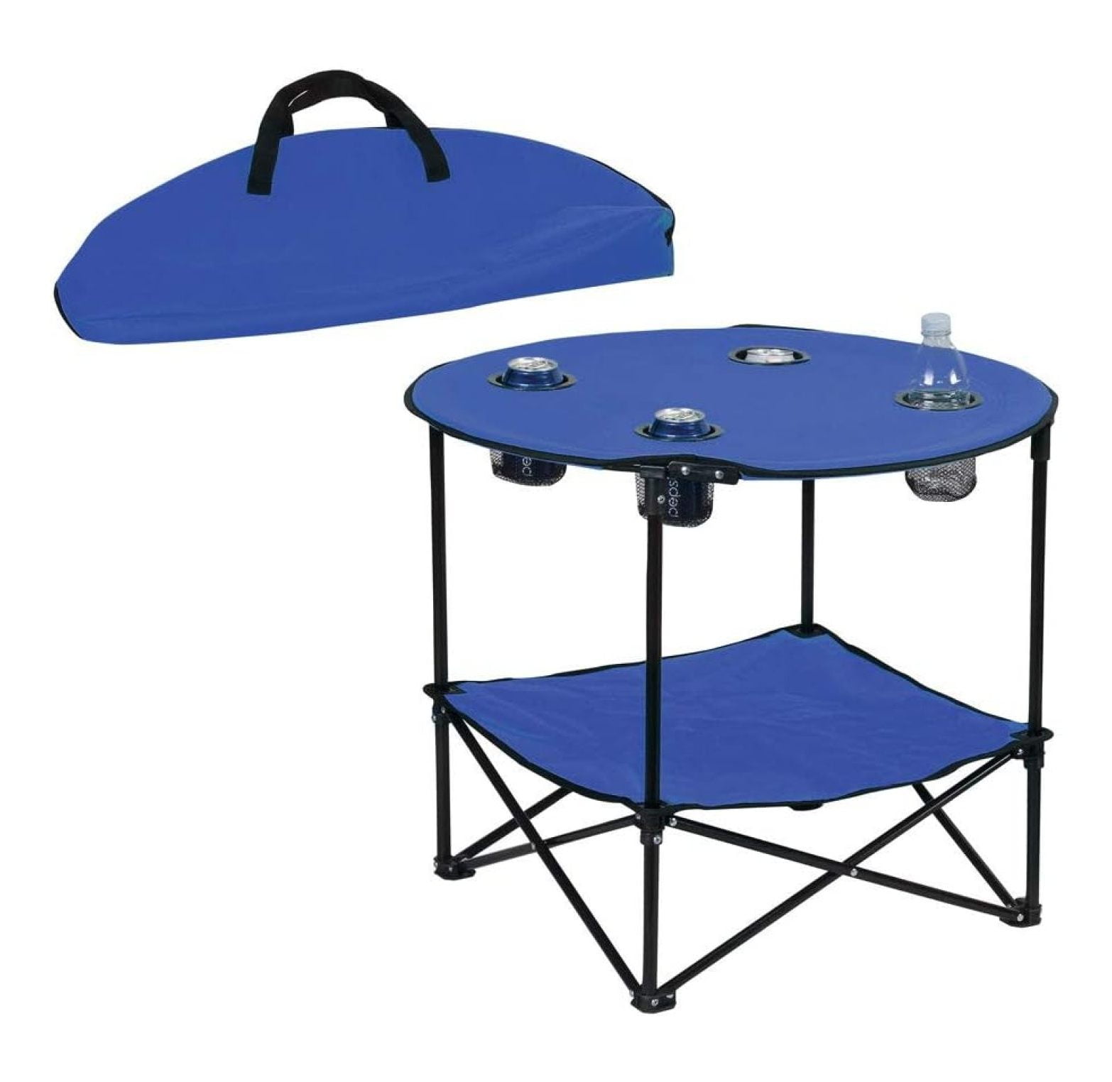 Folding Camping Table with Cup Holders - 2 Tier Portable Side Table for ...