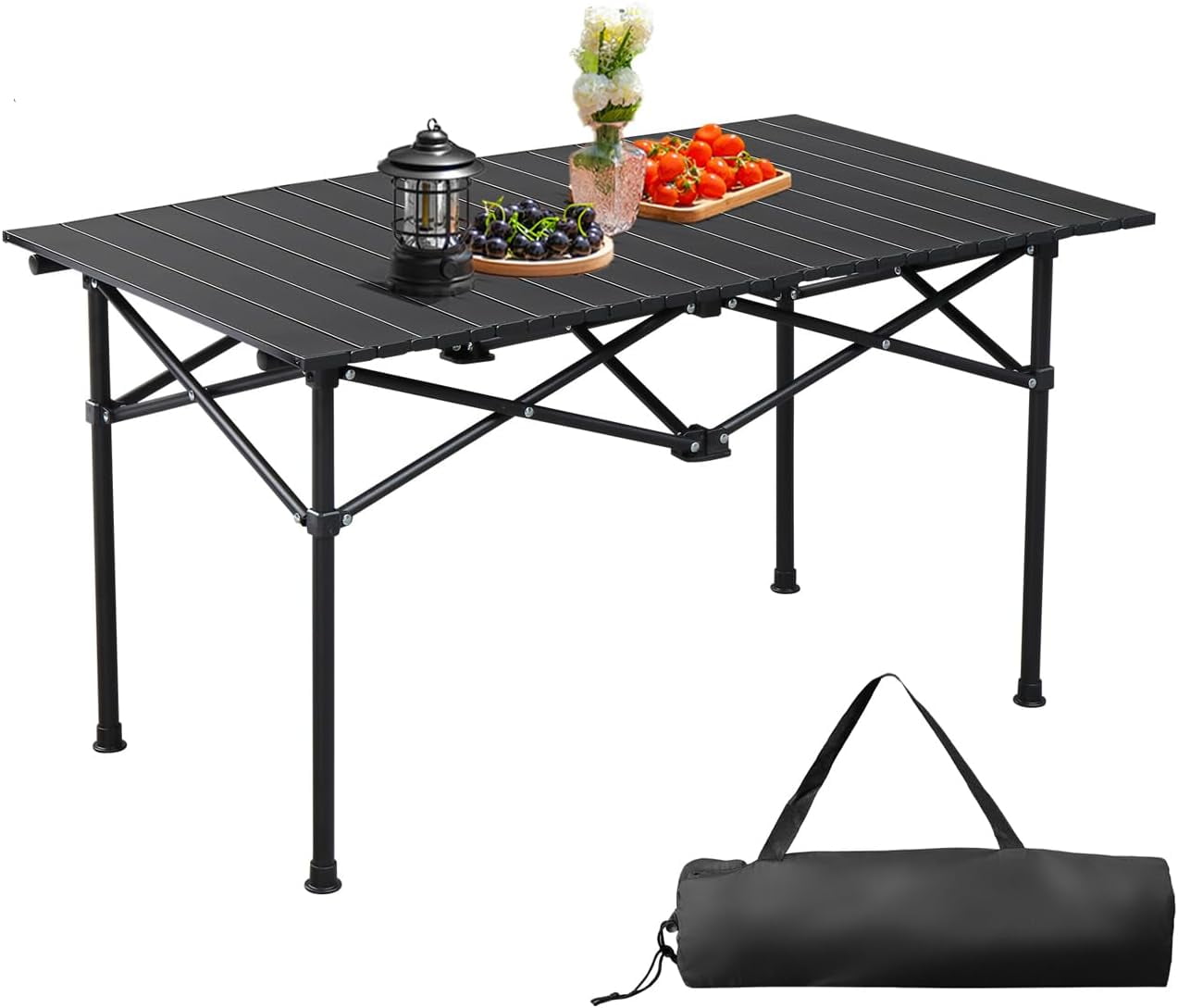 Folding Camping Table Foldable Portable Roll Up Aluminum Camp Fold up ...