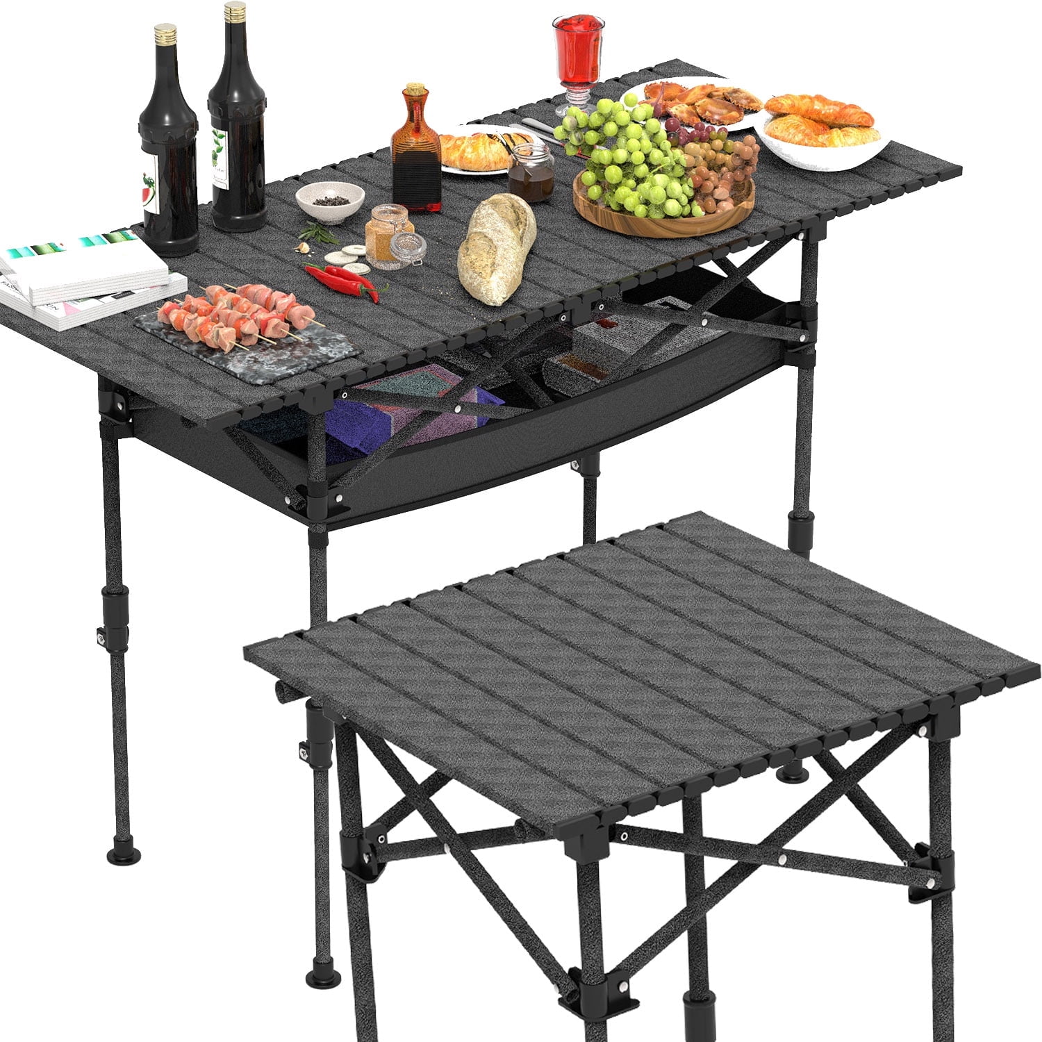 Folding Camping Table, Imountek Portable Carbon Steel Roll-Up Camping ...