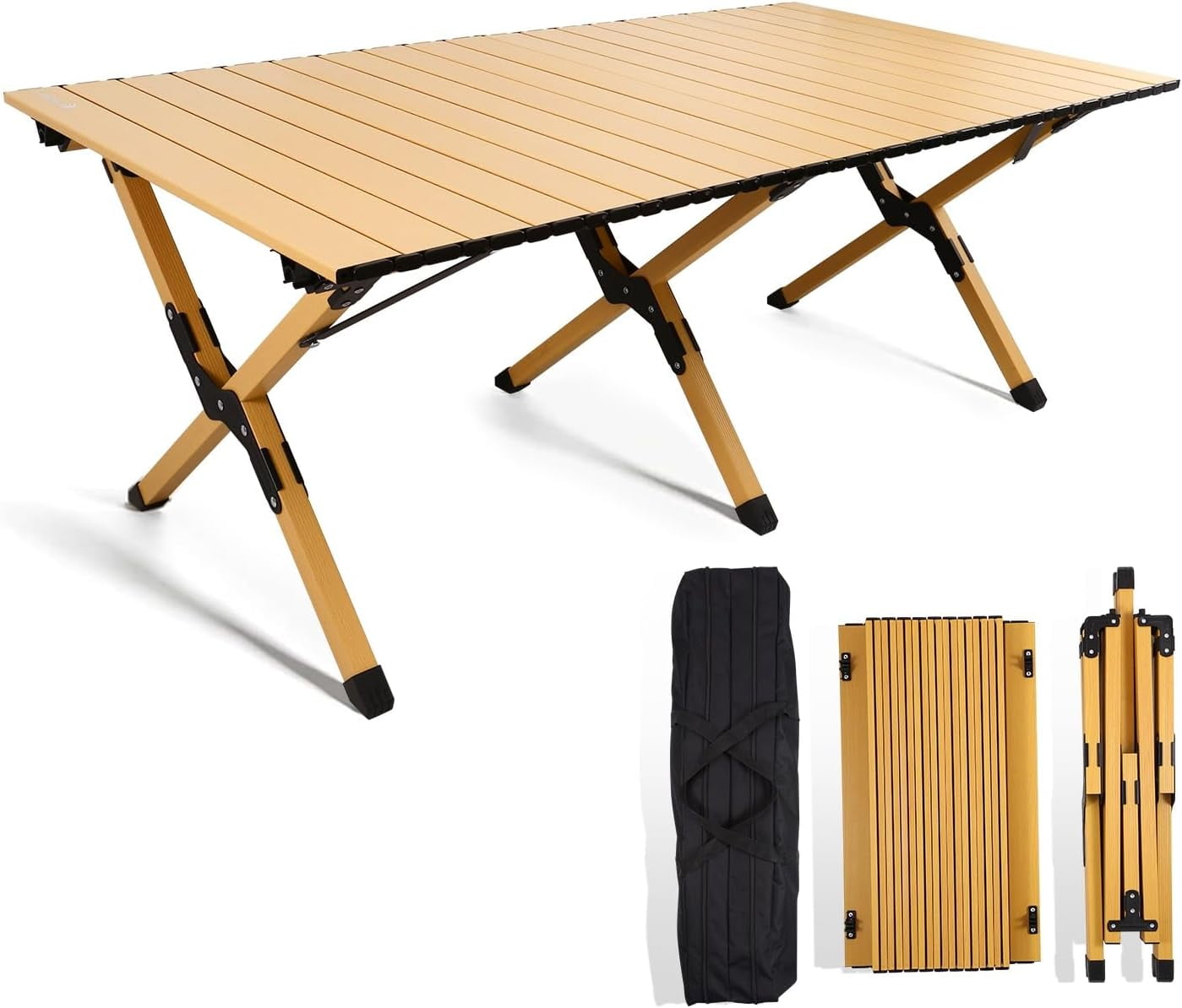Folding Camping Table, Lightweight Roll-Up Table Aluminum Low Portable ...