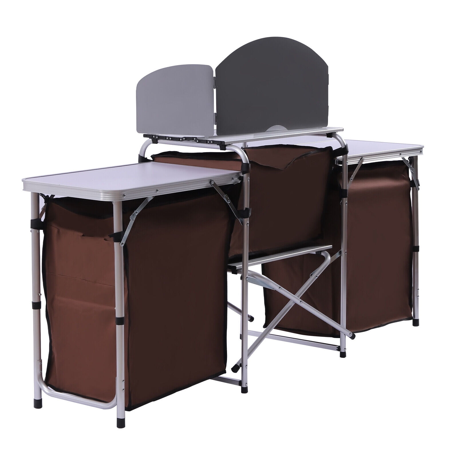 Folding Camping Table Outdoor Picnic Cabinet Table Portable Cooking ...