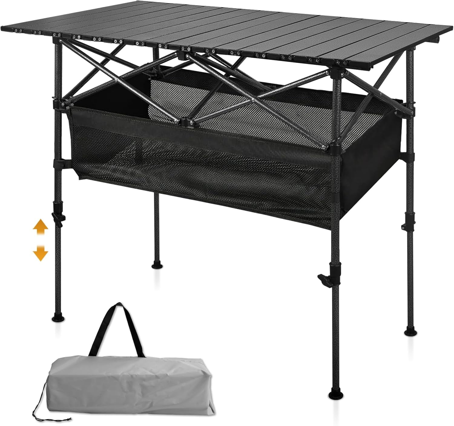 Folding Camping Table, Outdoor Roll-up Table Height Adjustable ...