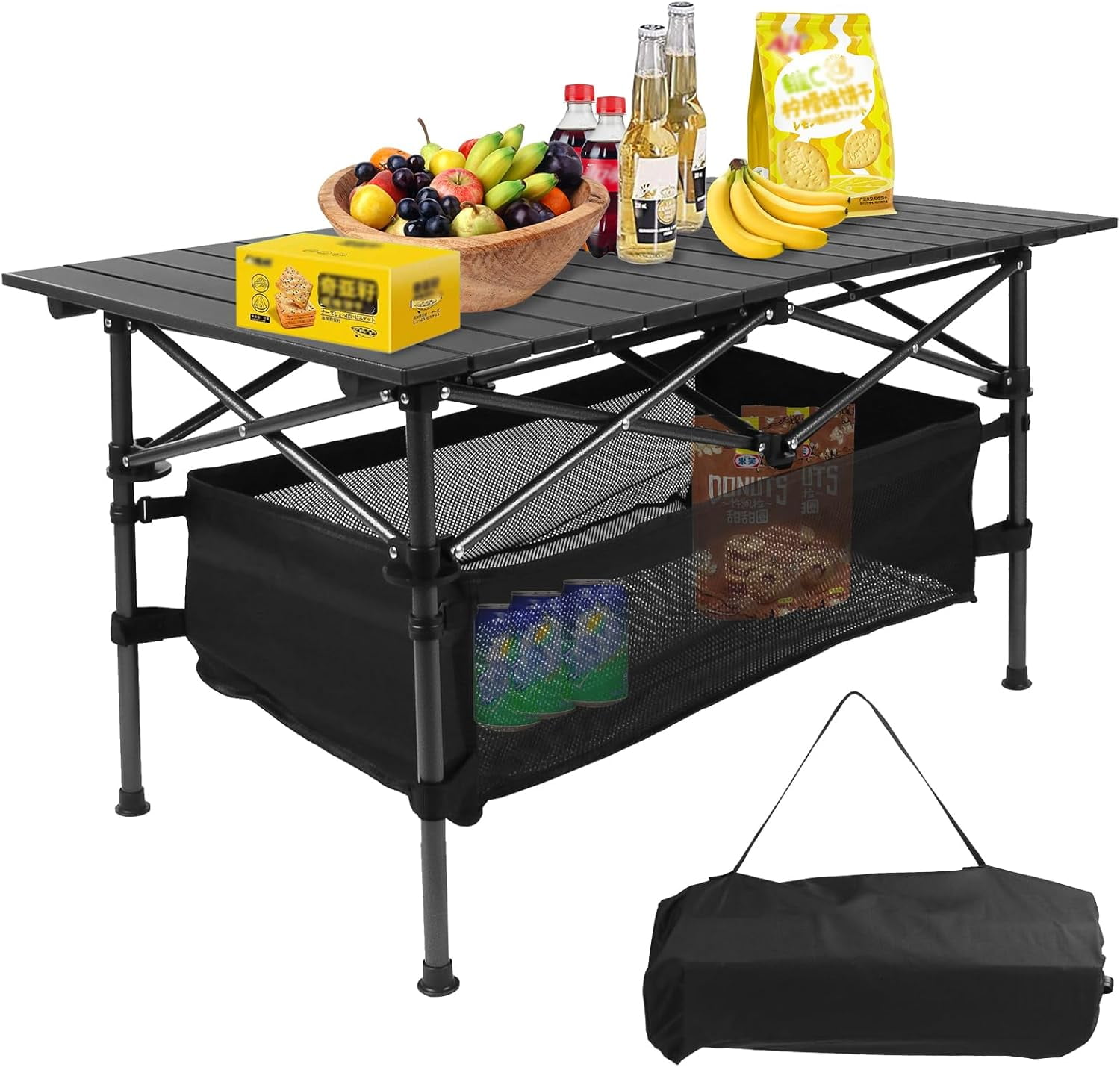 Folding Camping Table, Portable Outdoor Folding Table, Aluminum Roll-up ...