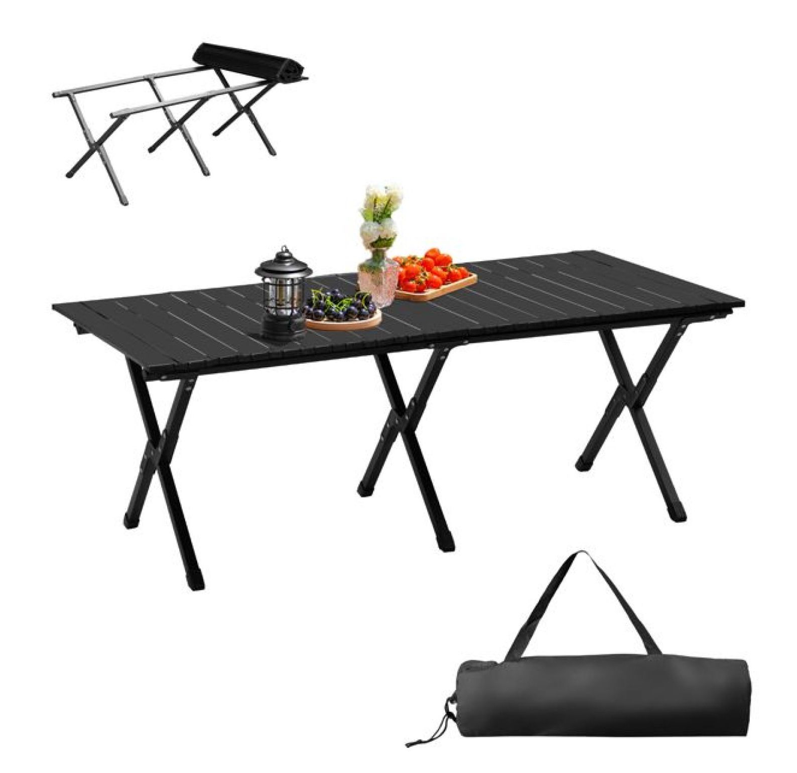 Folding Camping Table Portable Picnic Table, Lightweight Roll up Side ...
