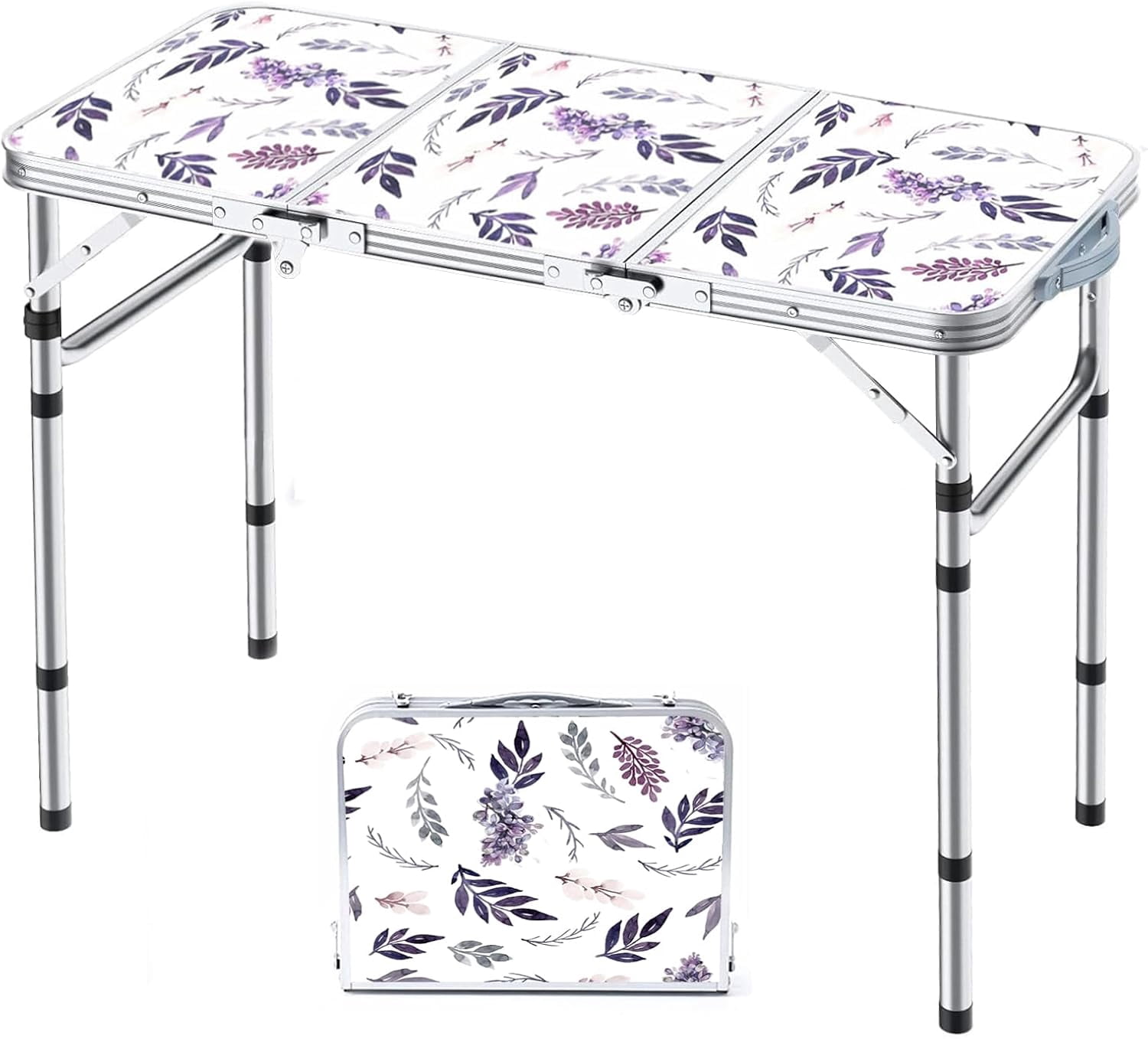 Folding Camping Table Portable Pinic Table Adjustable Height Small Card ...
