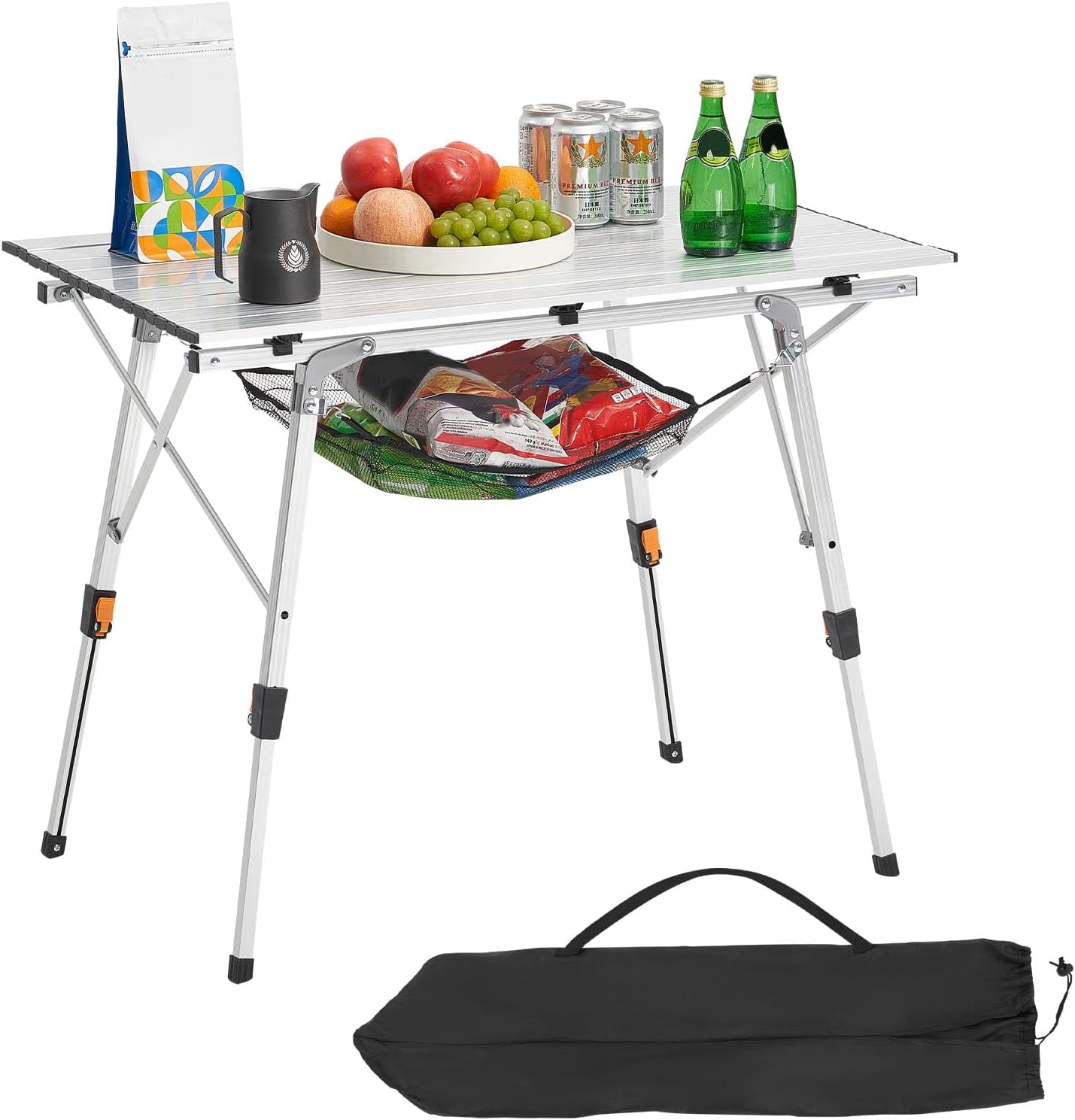 Folding Camping Table, Portable Roll Up Side Tables, Lightweight ...